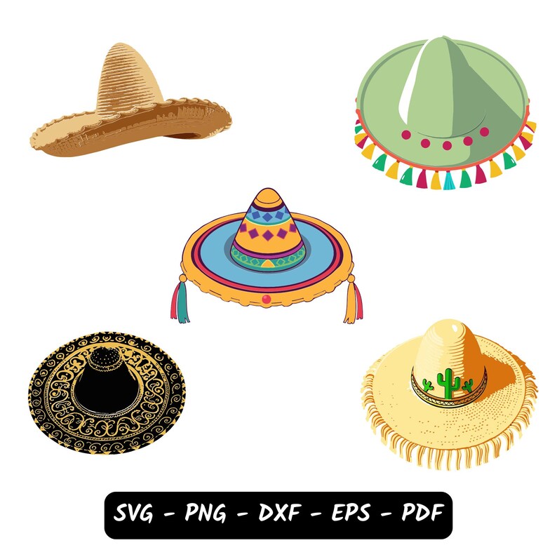 Sombrero SVG Bundle, Sombrero Clipart, Fiesta Svg, Sombrero Silhouette ...