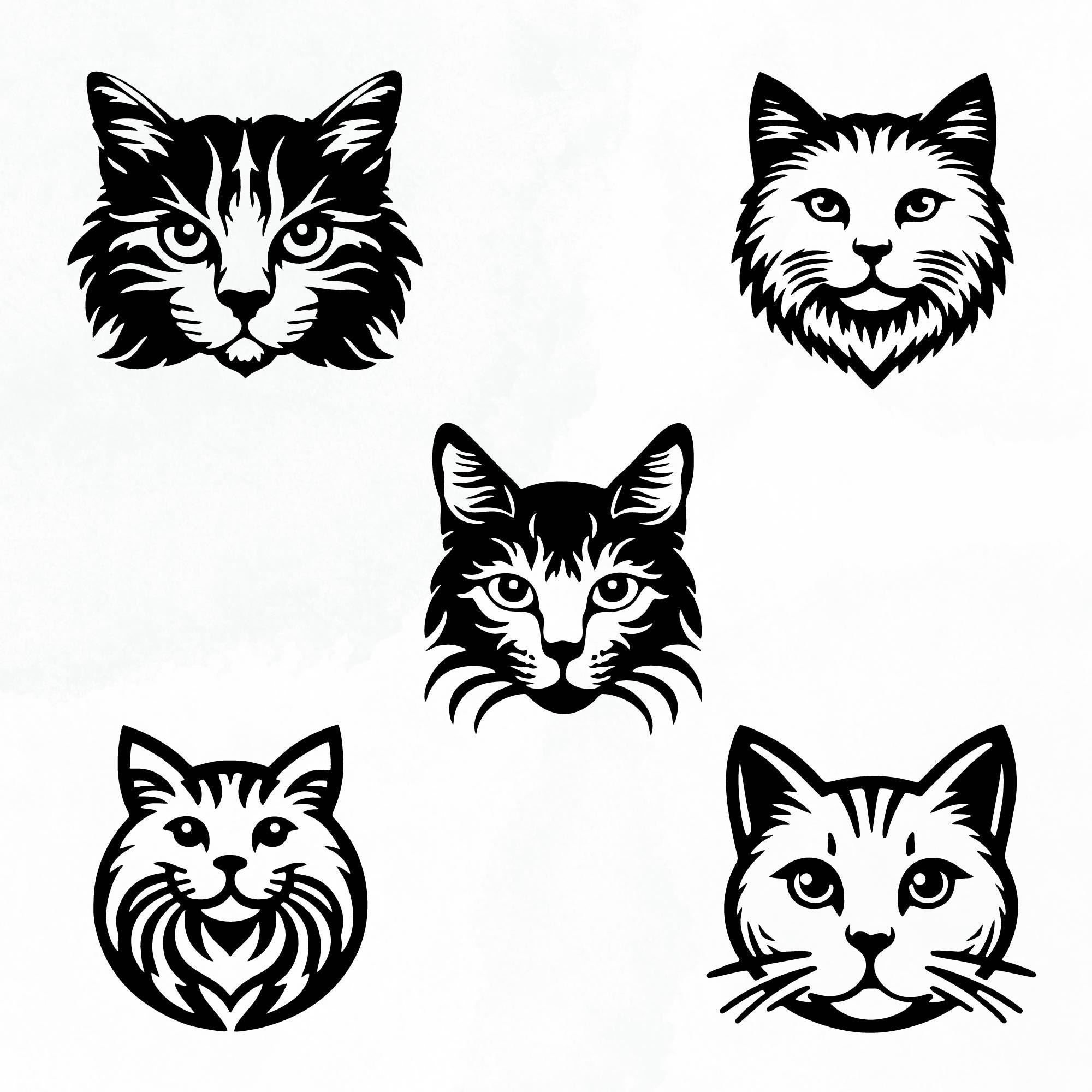 Cat Head Svg Bundle, Cat Head Clipart for Cricut, Cat Silhouette, Cat ...
