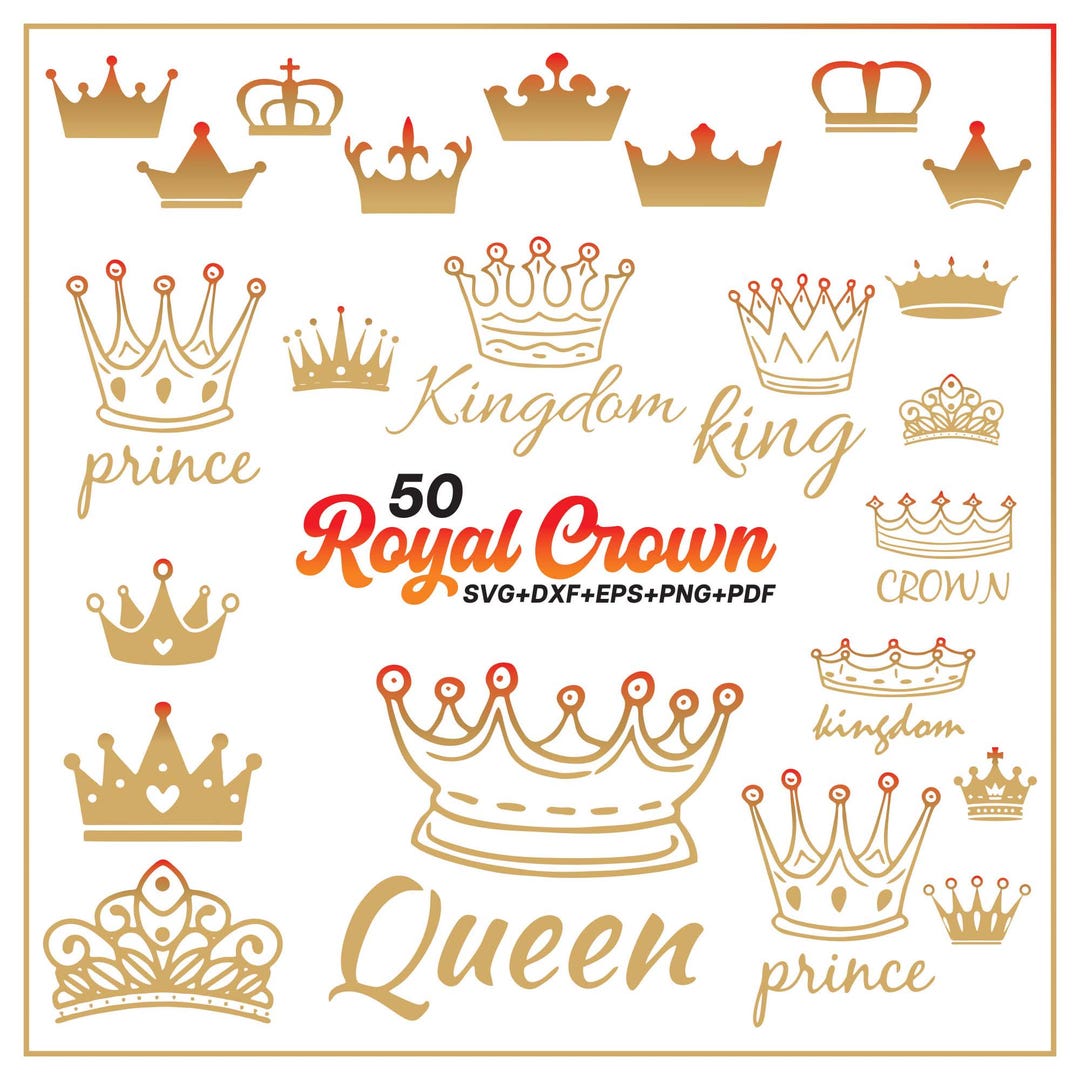 Crown Svg Bundle, Royal Crown Clipart for Cricut, Crown Silhouette ...