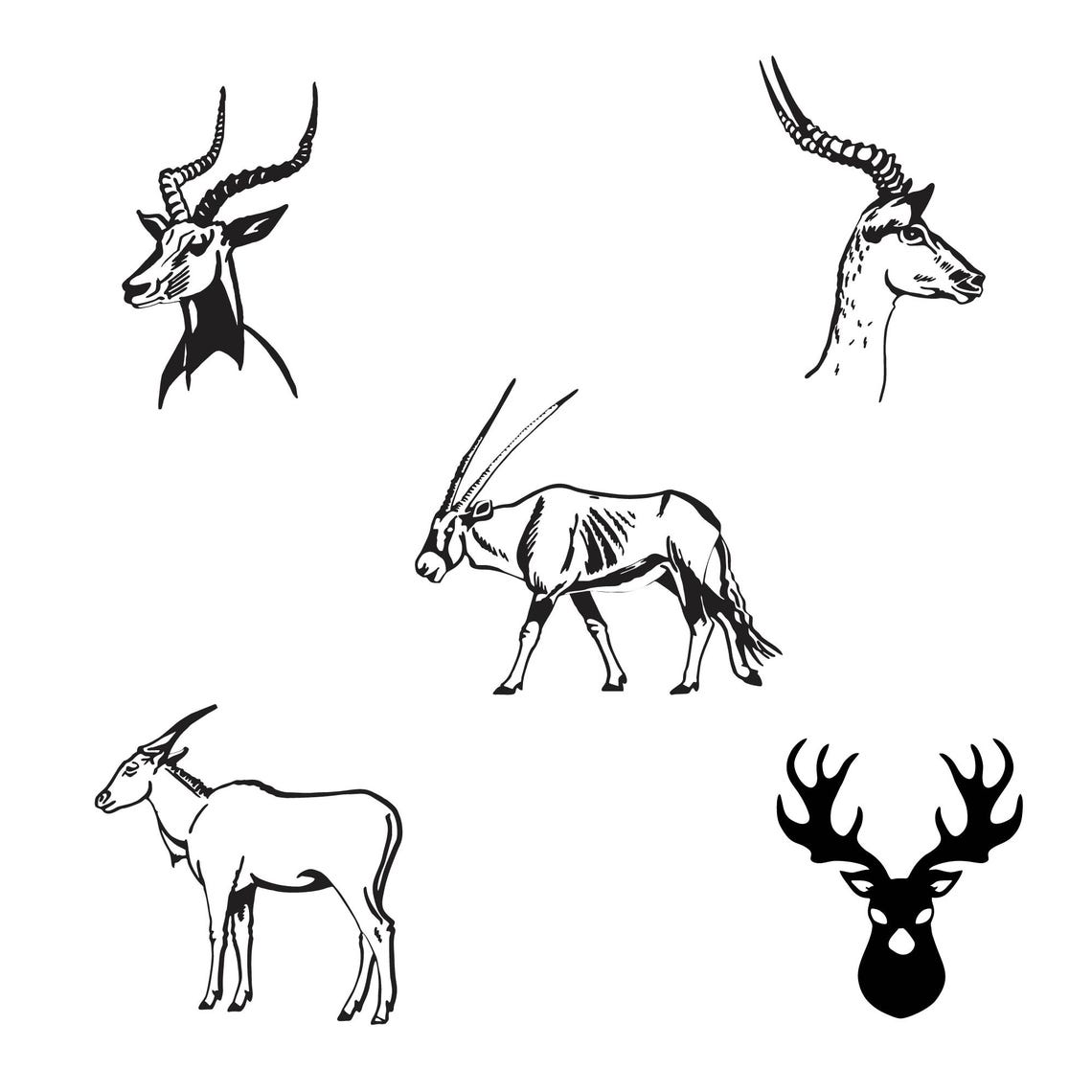 Oryx Svg Bundle, Oryx Clipart for Cricut, Animal Silhouette, Oryx ...