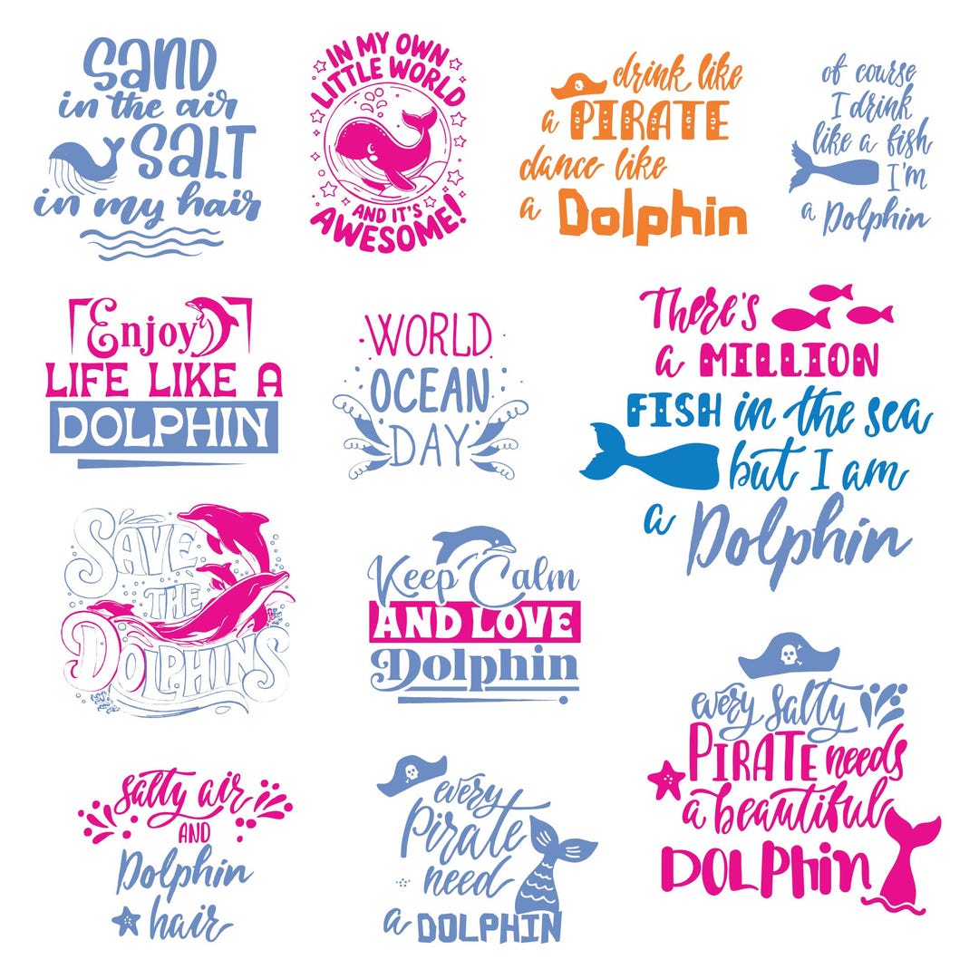 Dolphin Svg Bundle, Dolphin Clipart , Dolphin Quotes Vector, Dolphin ...