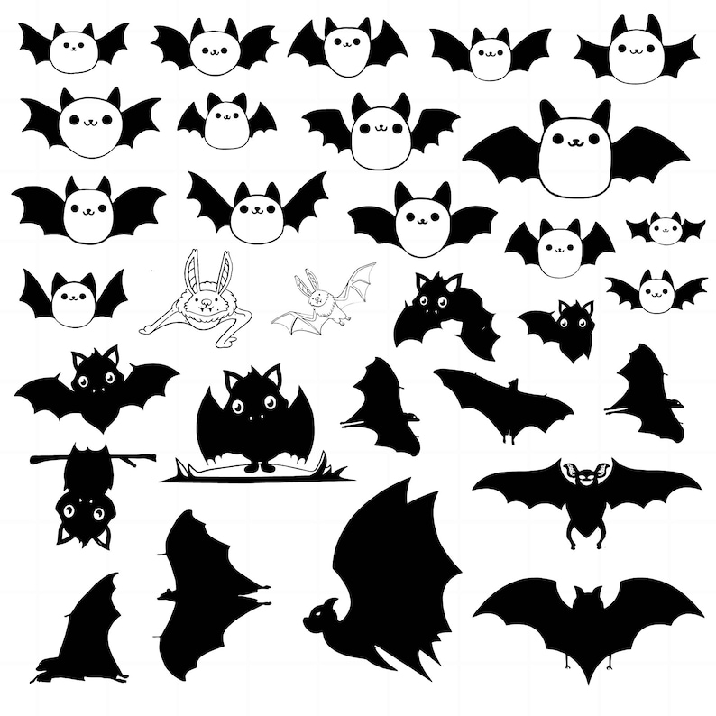 Bat Svg Bundle, Bat Clipart for Cricut, Halloween Bat Silhouette, Bat ...