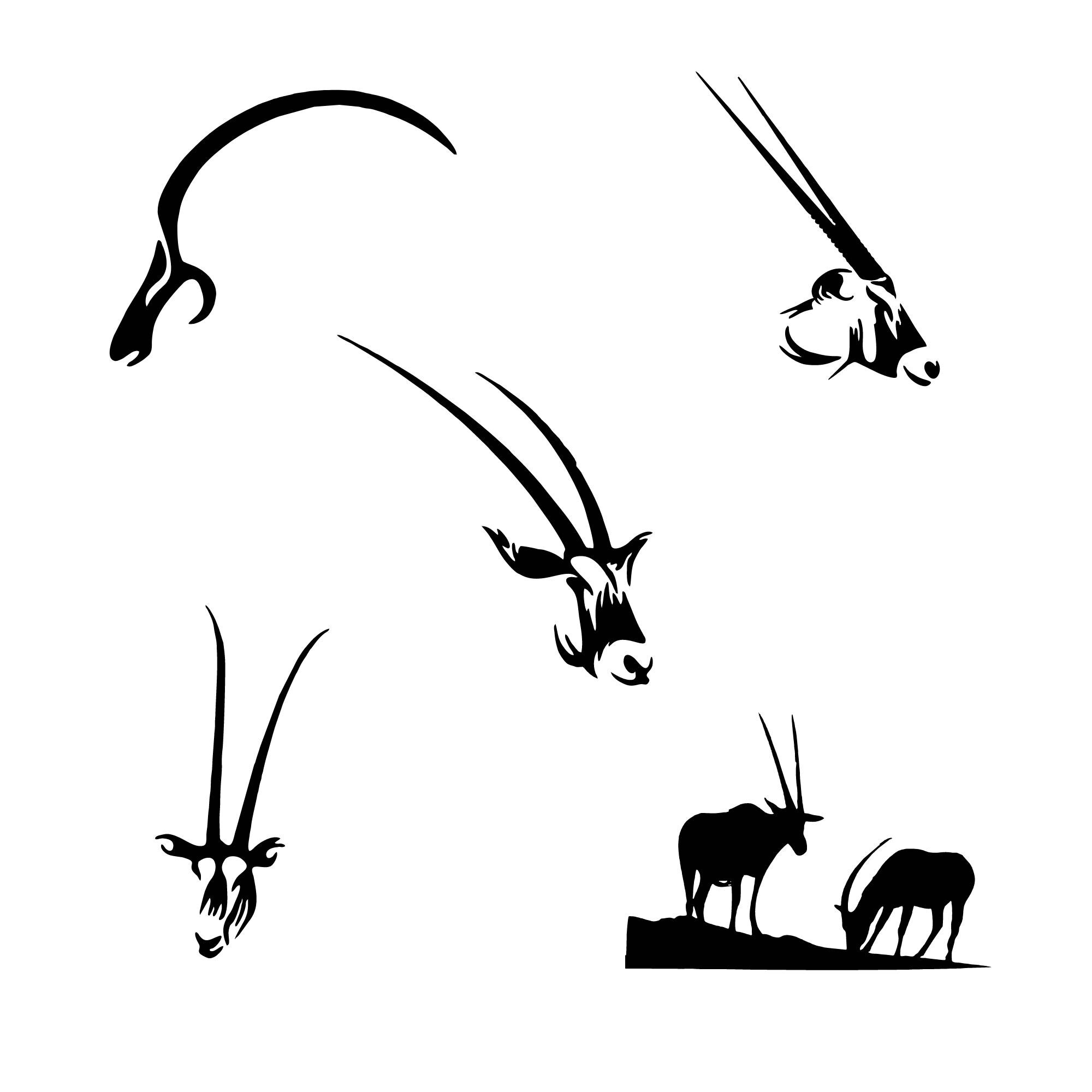 Oryx Svg Bundle, Oryx Clipart for Cricut, Animal Silhouette, Oryx ...