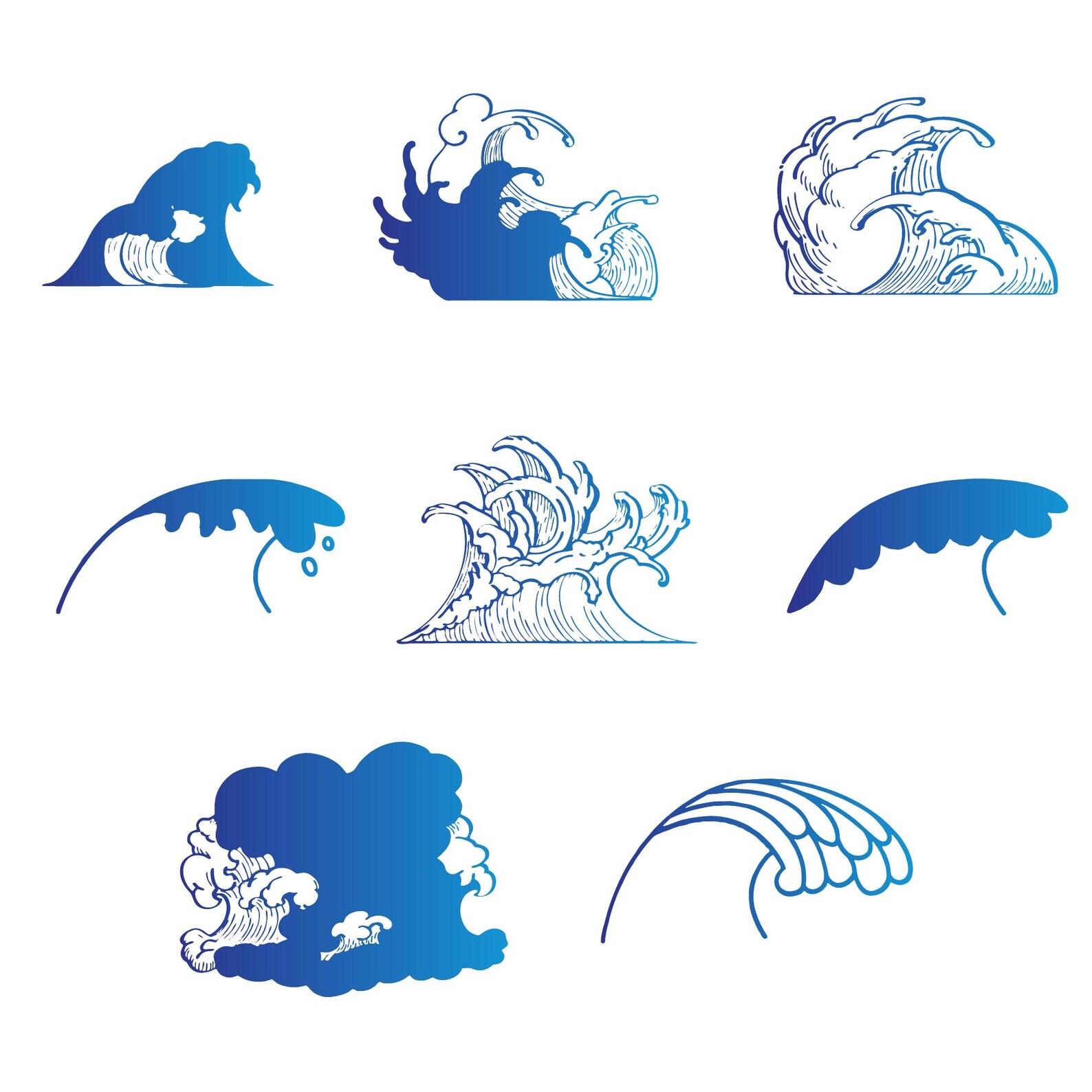 Wave Svg Bundle , Sea Wave Clipart for Cricut, Ocean Wave Silhouette ...