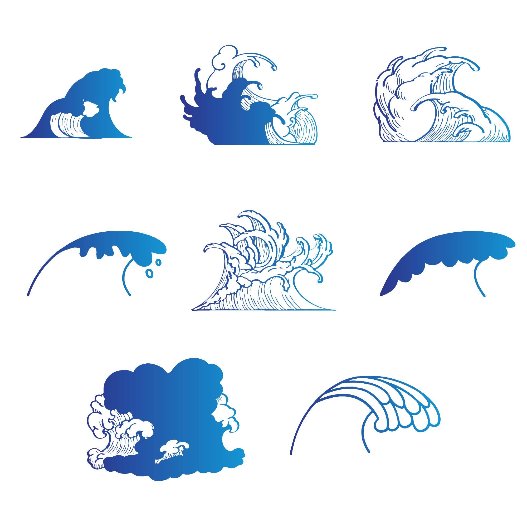 Wave Svg Bundle , Sea Wave Clipart for Cricut, Ocean Wave Silhouette ...