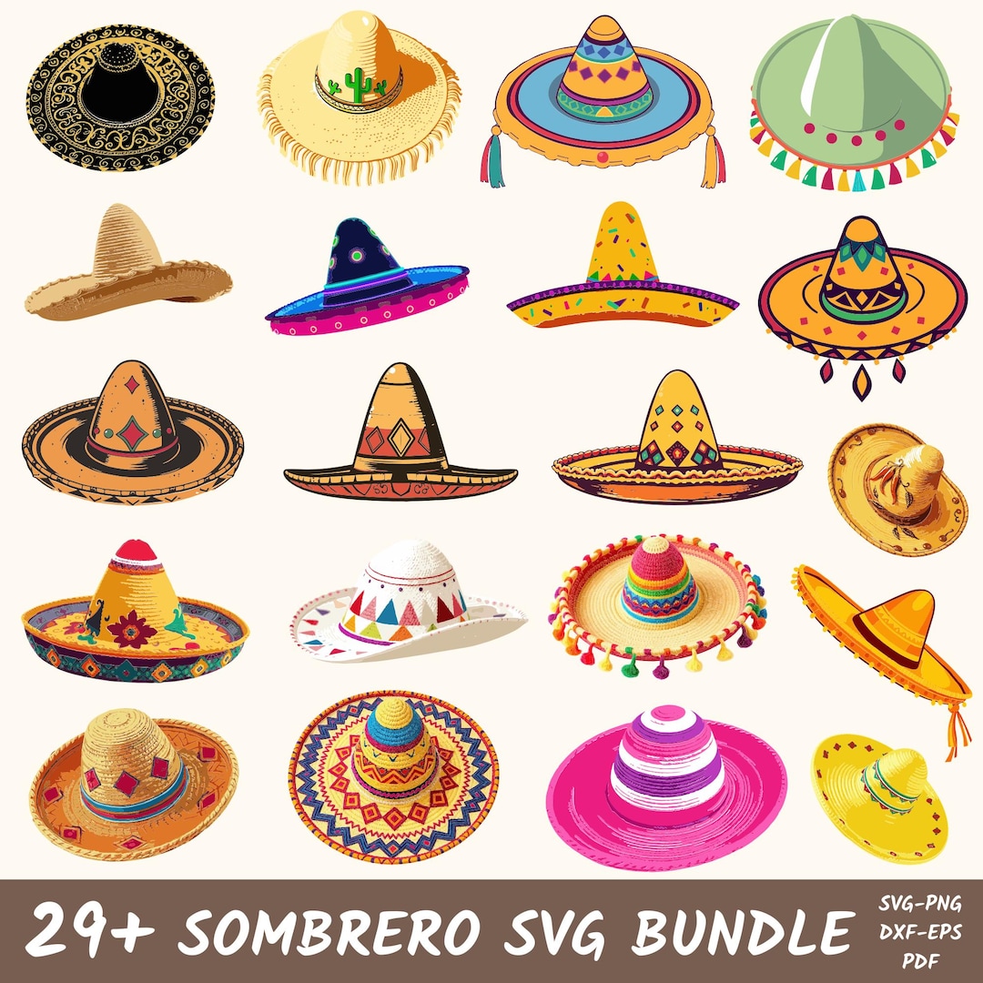 Sombrero SVG Bundle, Sombrero Clipart, Fiesta Svg, Sombrero Silhouette ...