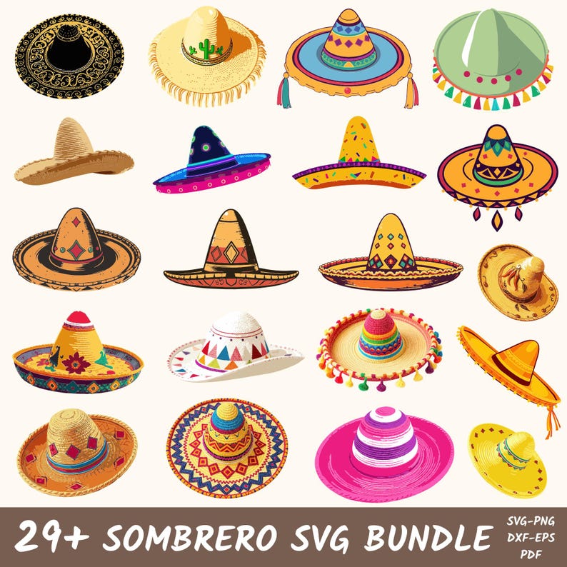 Sombrero SVG Bundle, Sombrero Clipart, Fiesta Svg, Sombrero Silhouette ...