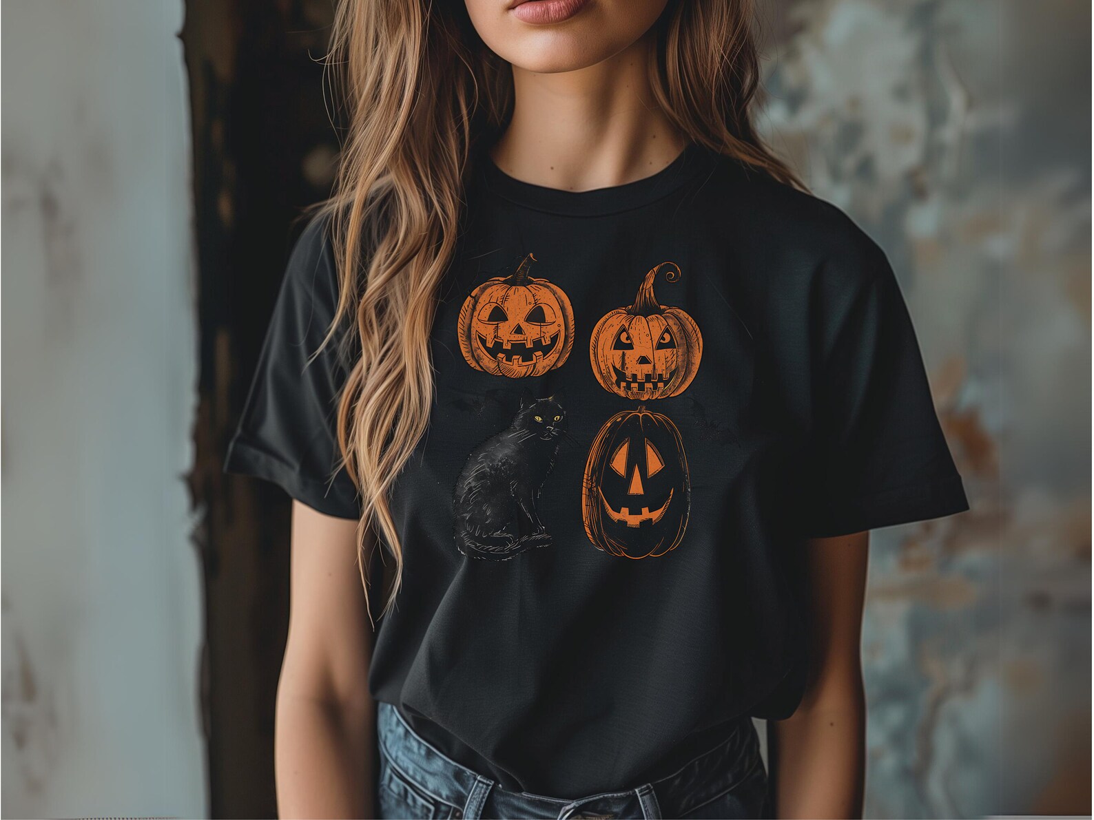90s Nostalgic Cat Pumpkin PNG Design, Orange Black Halloween Pumpkin ...