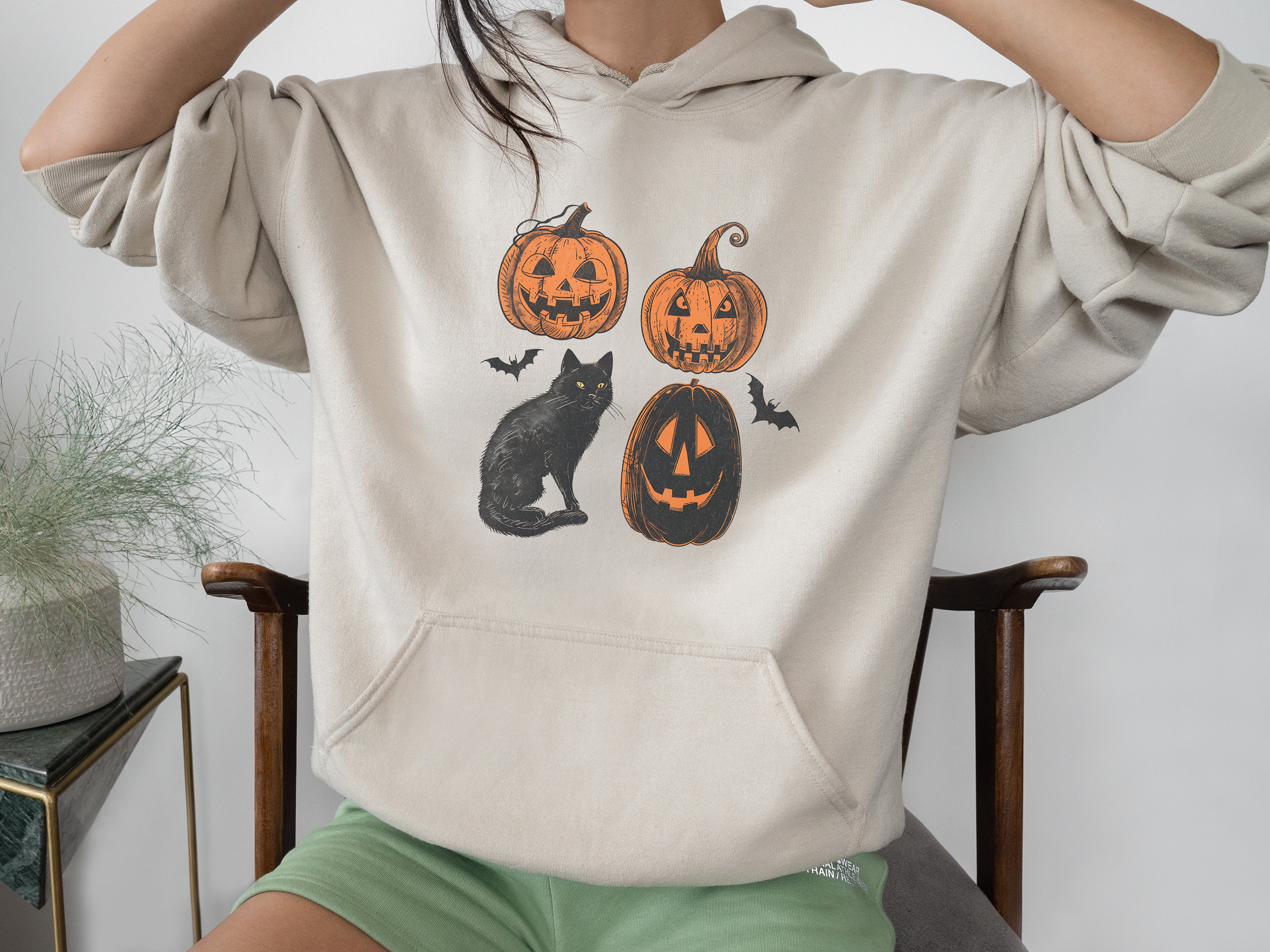 90s Nostalgic Cat Pumpkin PNG Design, Orange Black Halloween Pumpkin ...