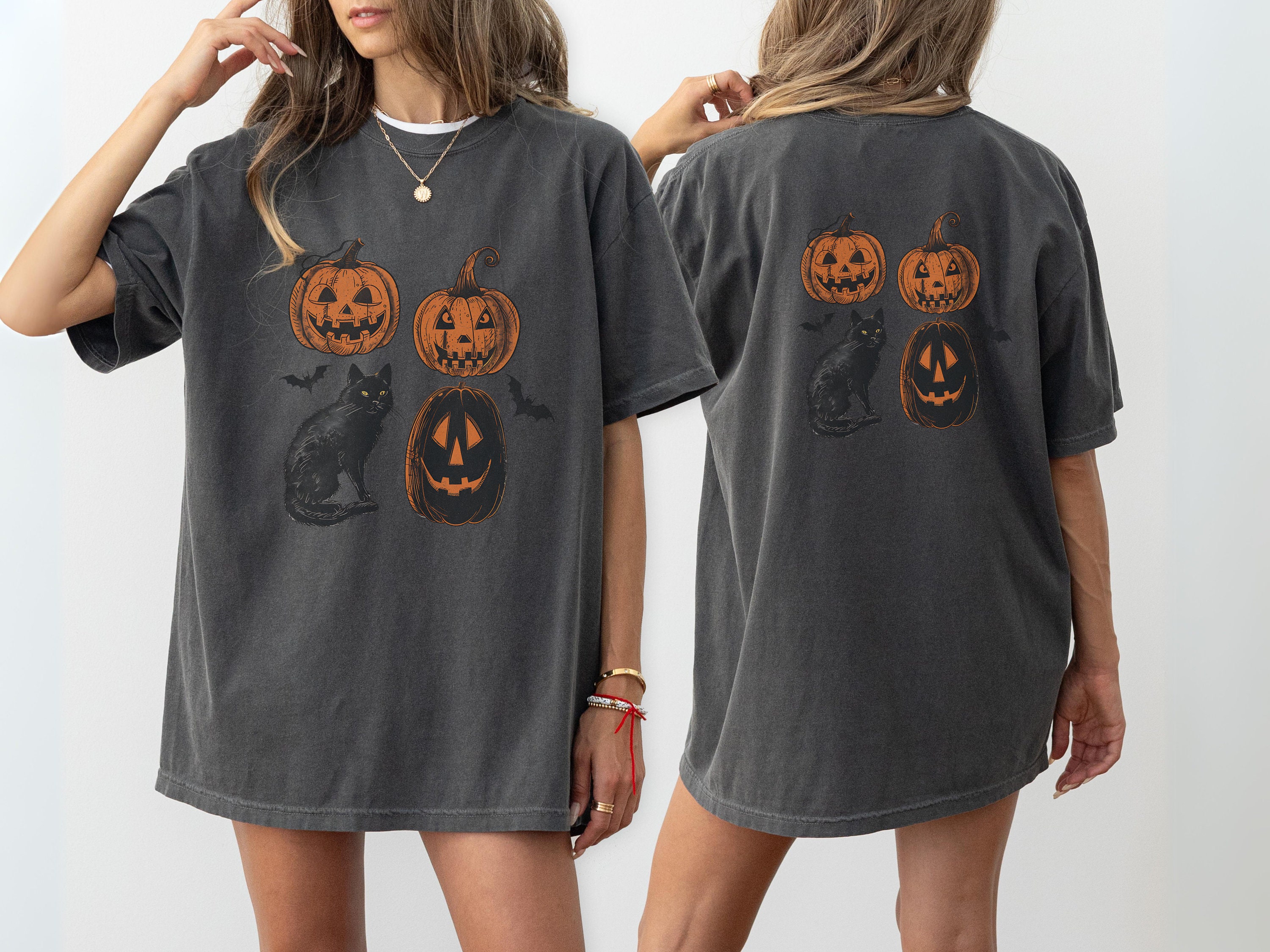 90s Nostalgic Cat Pumpkin PNG Design, Orange Black Halloween Pumpkin ...