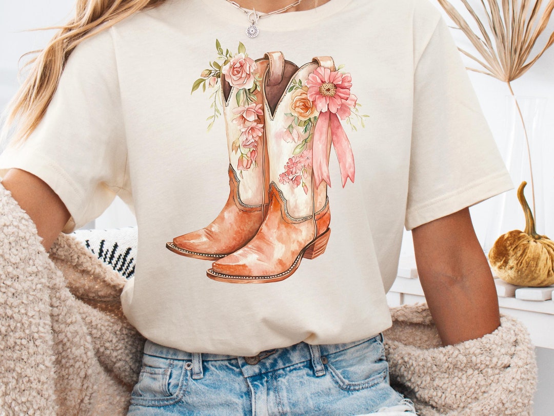 Floral Coquette Cowboy Boot PNG, Western Spring Boho Clipart ...