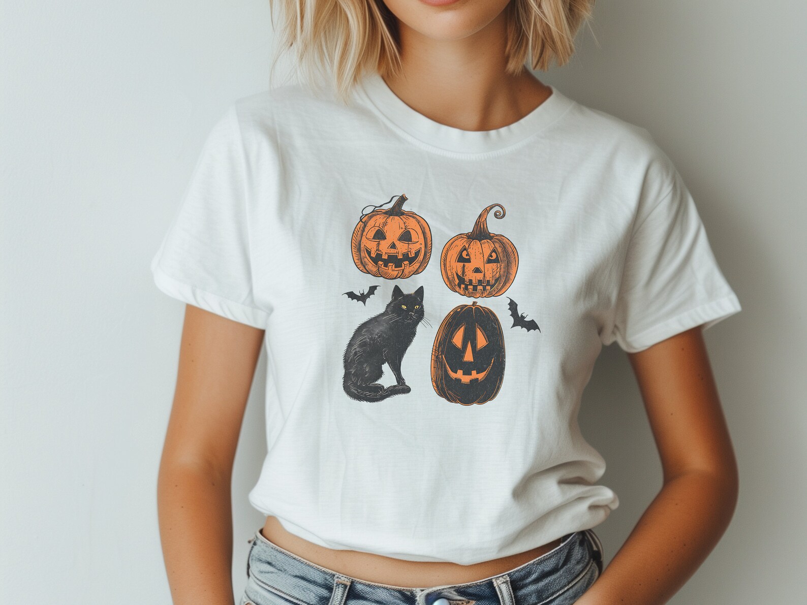 90s Nostalgic Cat Pumpkin PNG Design, Orange Black Halloween Pumpkin ...