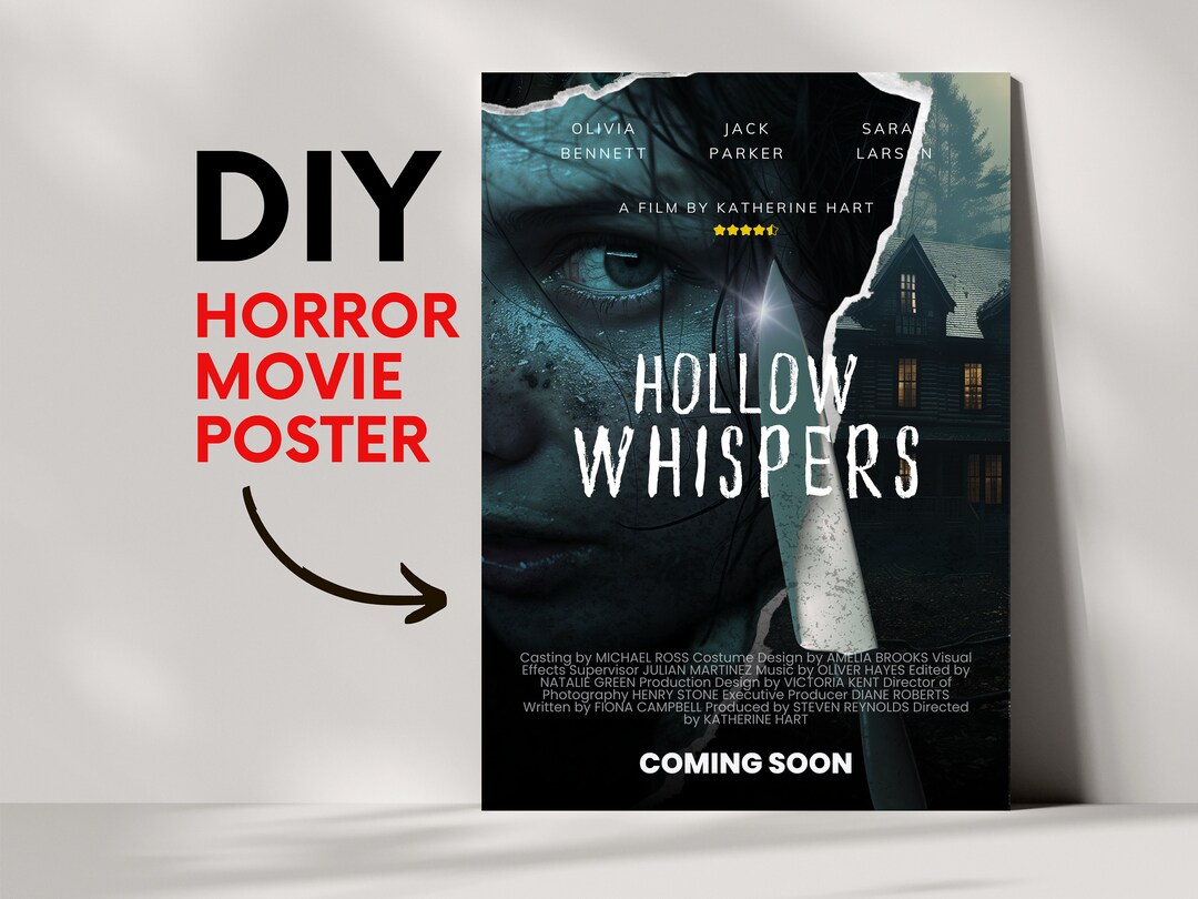 Horror Movie Poster, Editable Canva Template Halloween Printable, Dark ...