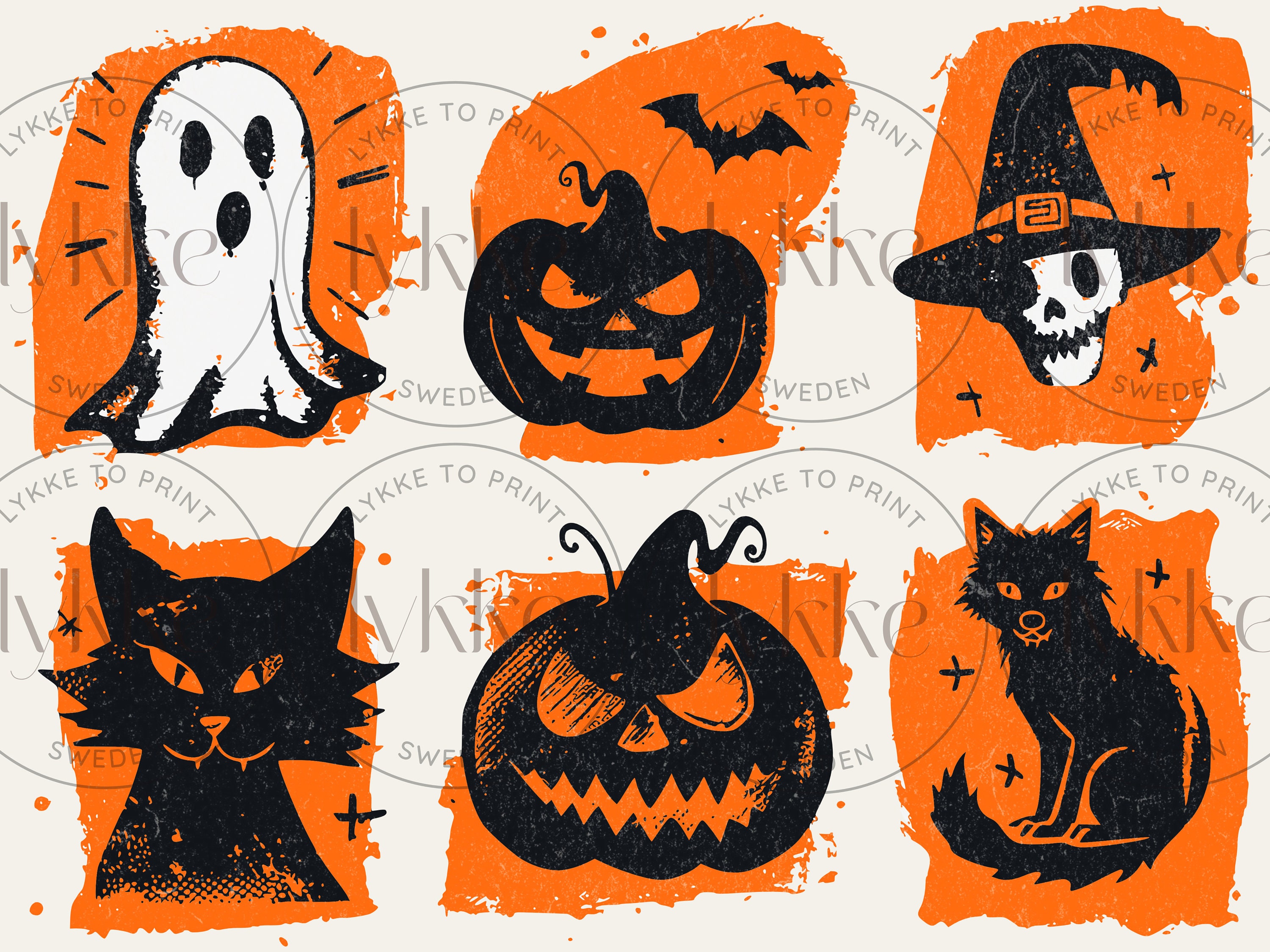 Nostalgic 90s Skeleton Cat Halloween PNG, Orange Black Ghost Cat ...
