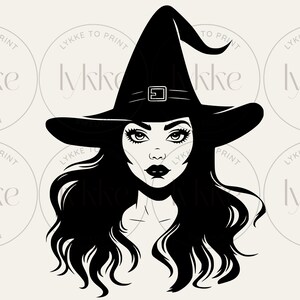 Halloween Evil Witch With Hat PNG, Spooky Witch Face Clipart for Print ...