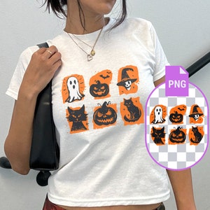 Nostalgic 90s Skeleton Cat Halloween PNG, Orange Black Ghost Cat ...