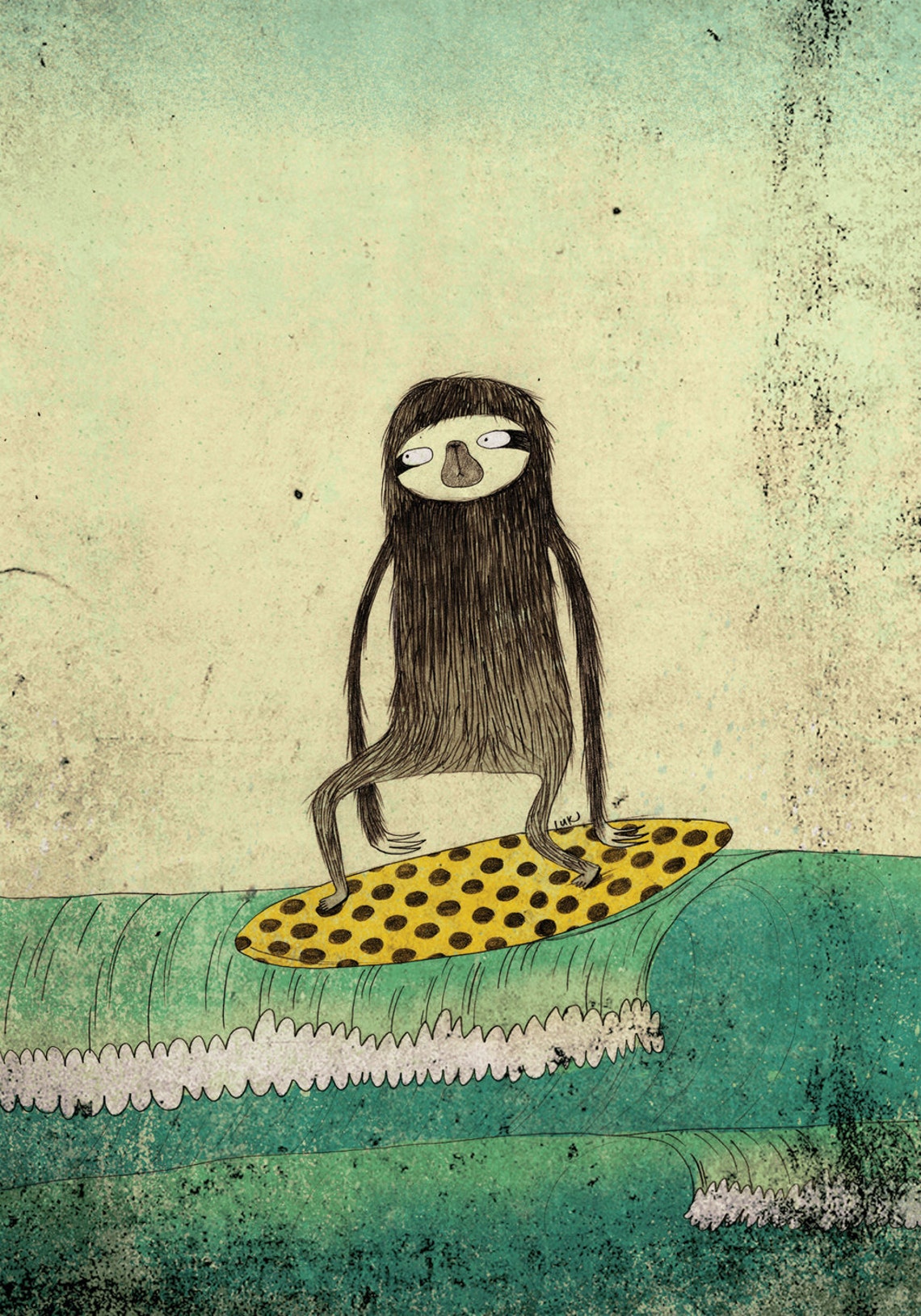 Sloth Card Surfing Sloth Greeting Card Blank With Envelope - Etsy