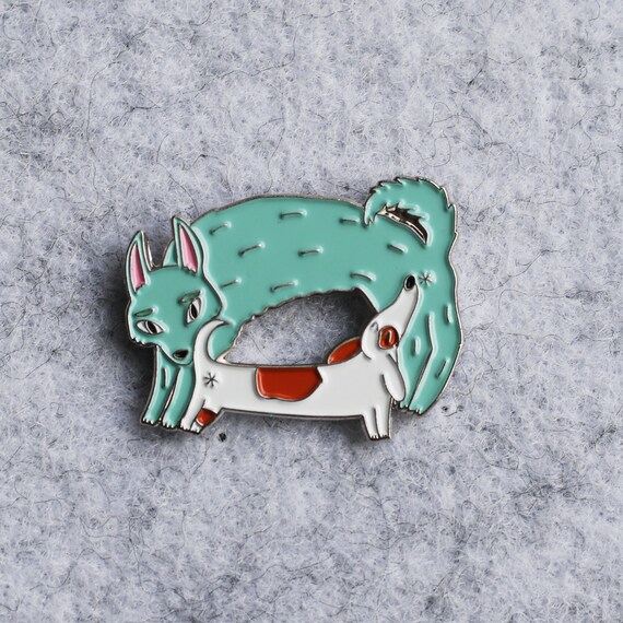 Sniffing Dogs Enamel Pin Badge - Etsy