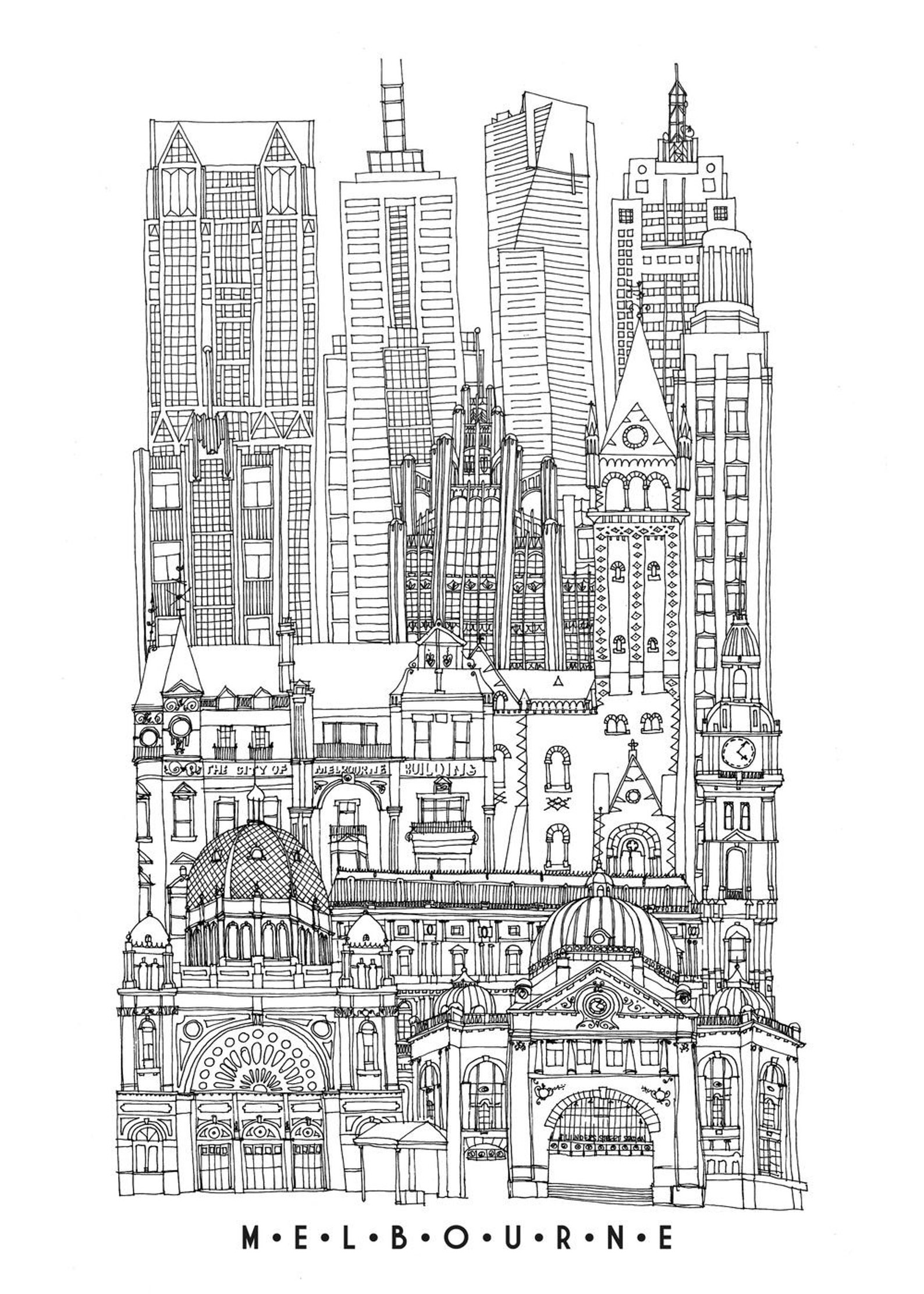 Melbourne City Print A4 - Etsy Australia