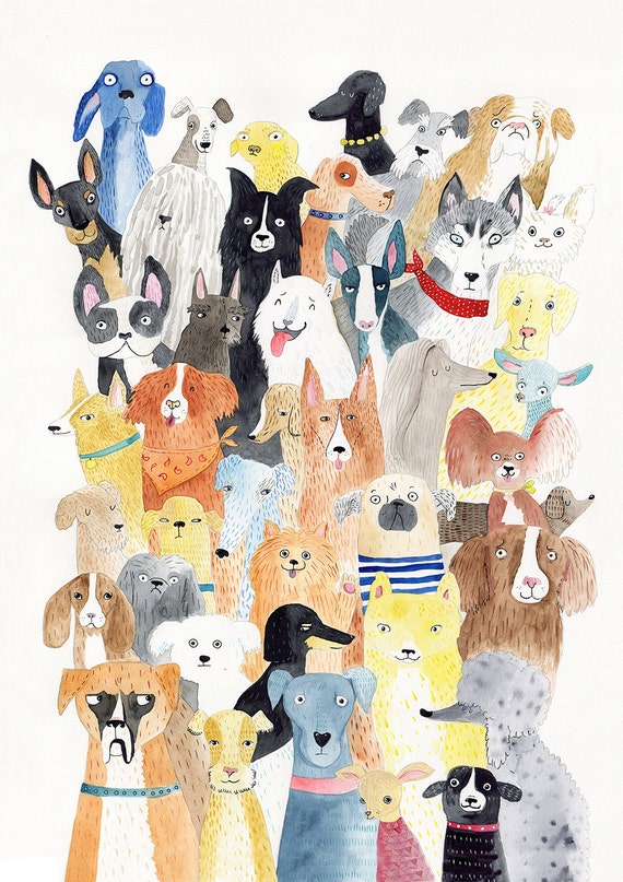 Dog Print Lots of Dog Breed A3 Print - Etsy
