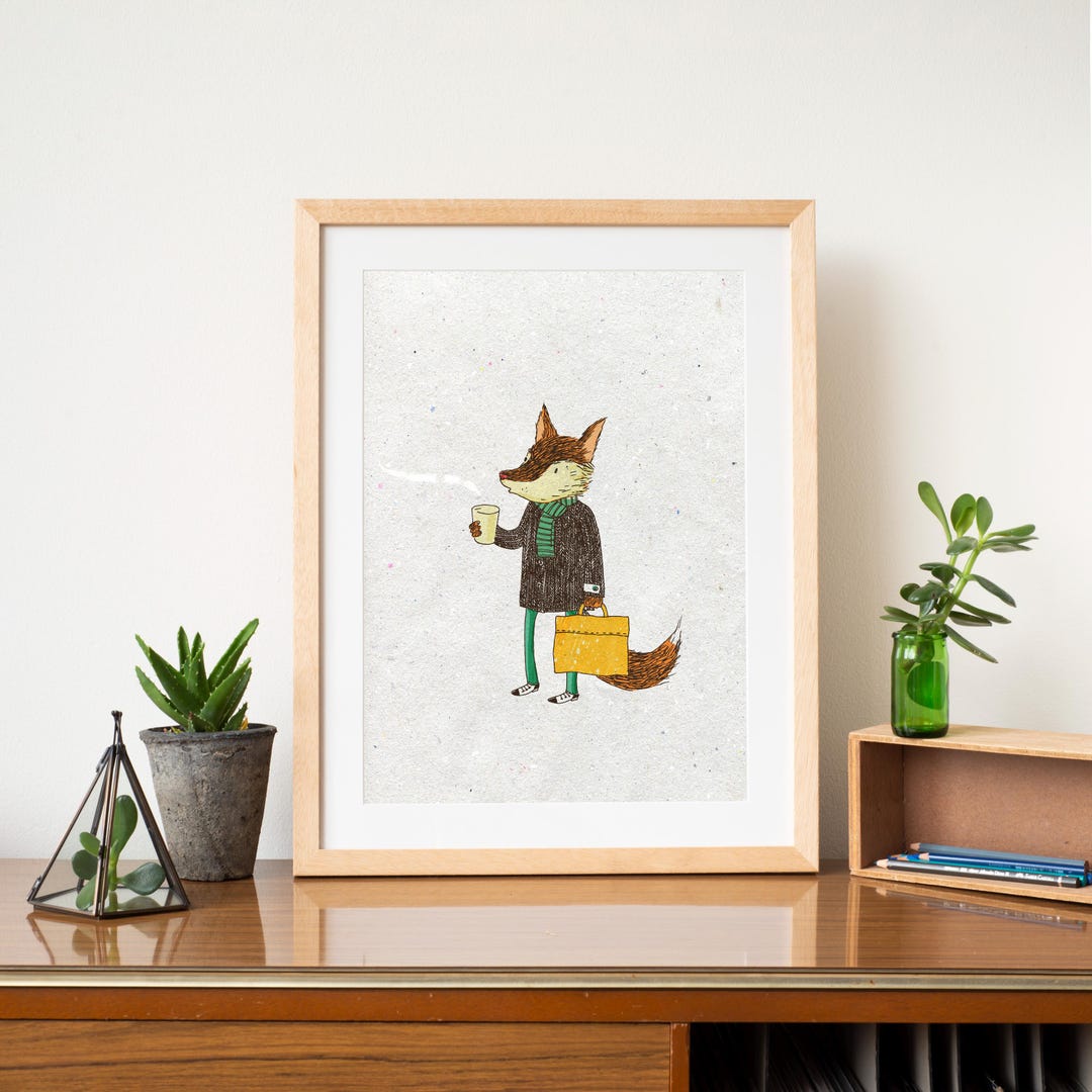 Mr. Fox and Coffee A4 Print - Etsy