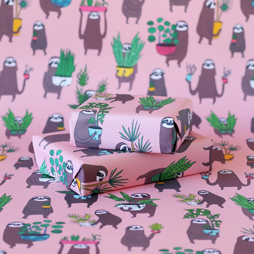 Gardening Sloths Wrapping Paper - Etsy Australia