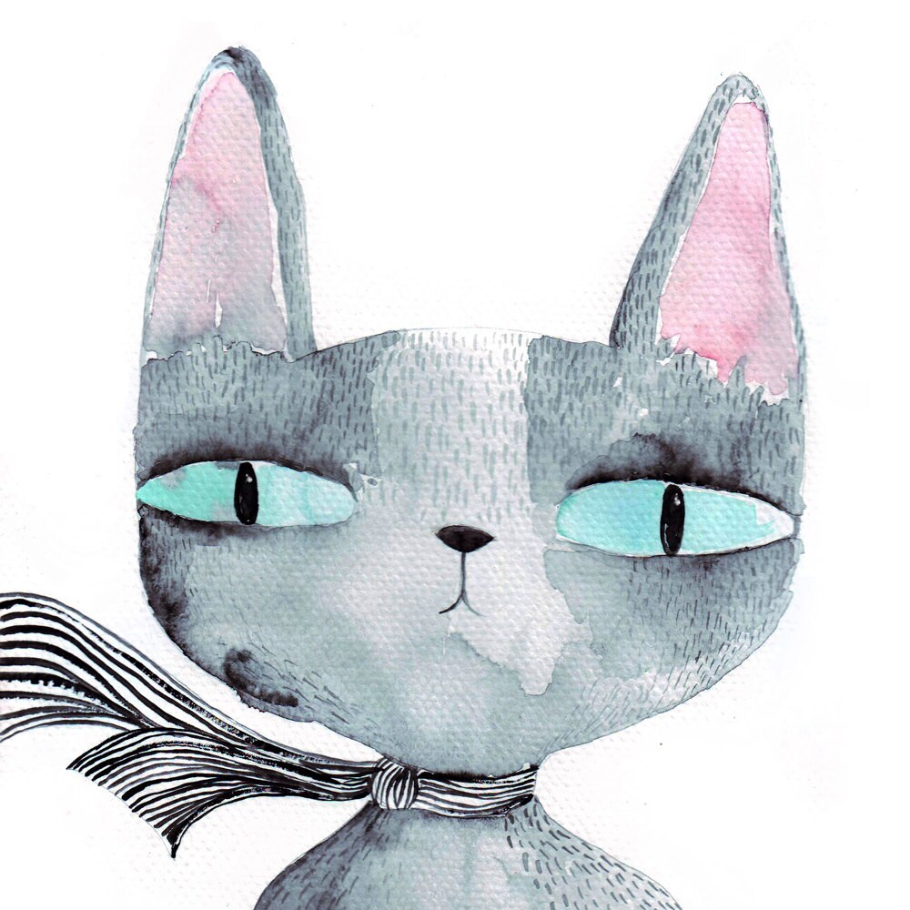 Blue Eyed Cat A4 Print - Etsy