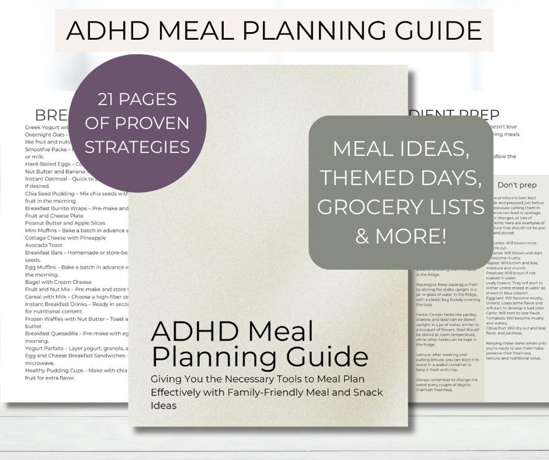 ADHD Meal Planning Guide: Themed Meal Ideas, Grocery Lists (21-page ...