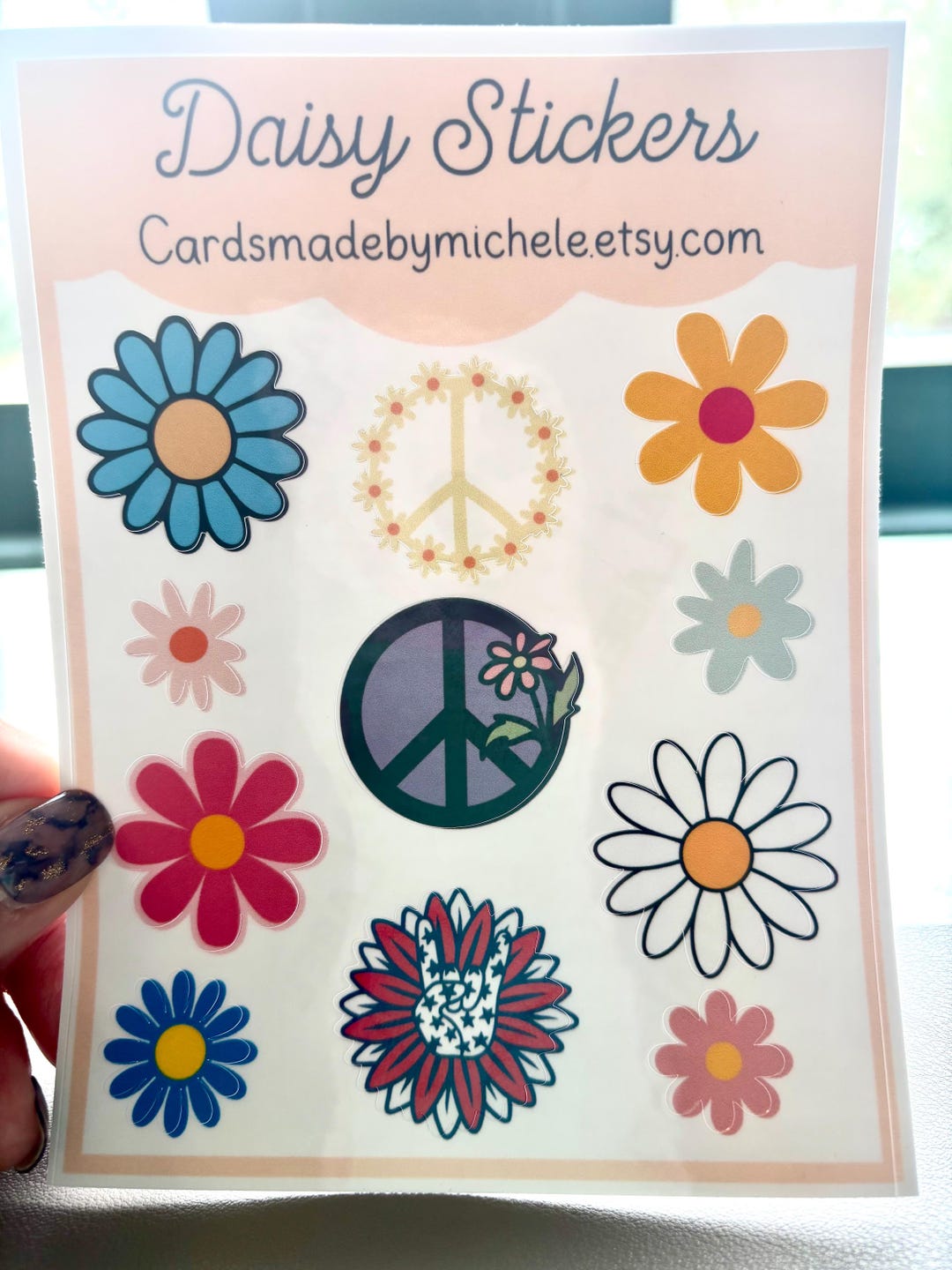Cute Water Resistant Daisy & Peace Sign Stickers - Etsy