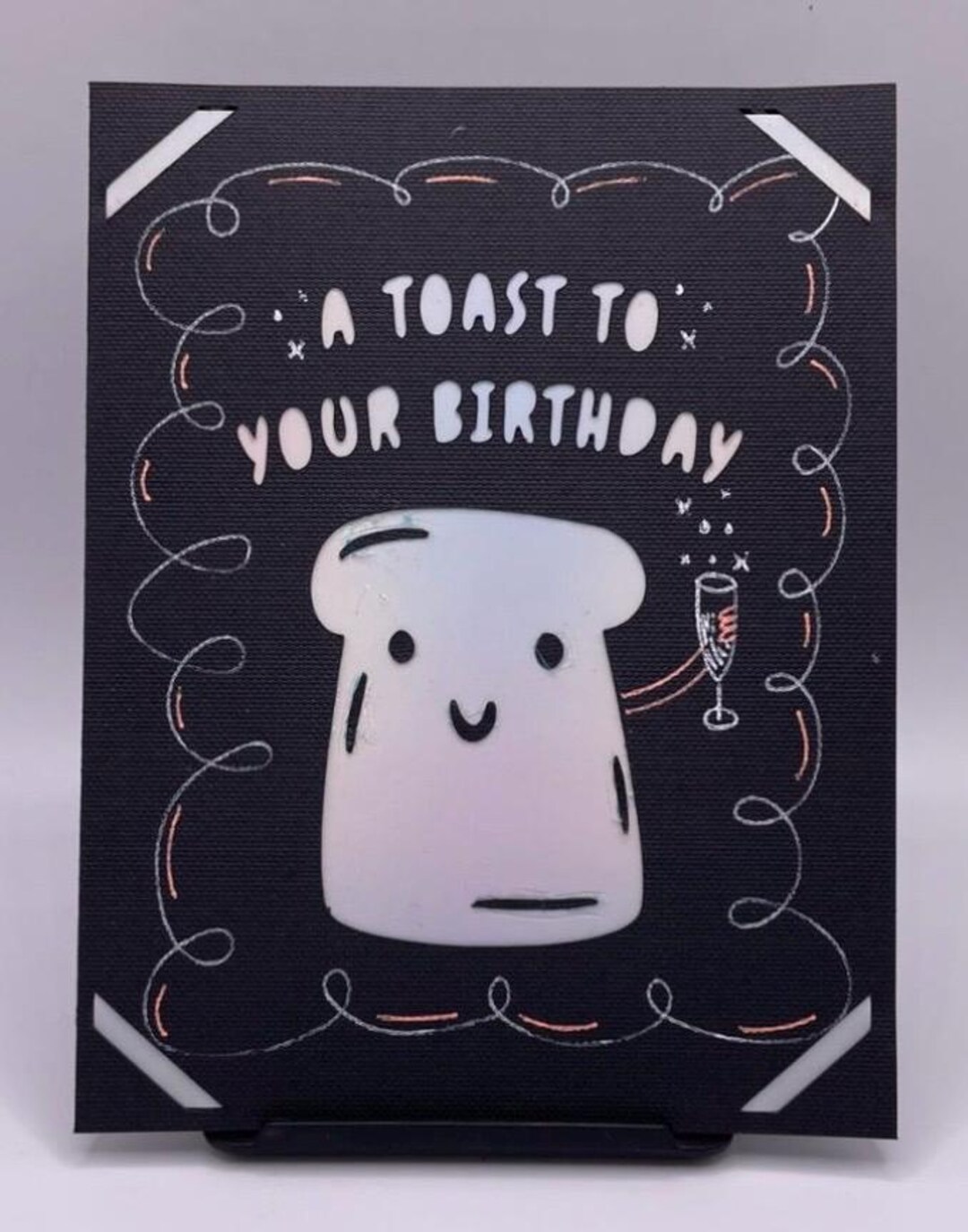 Birthday Card a Toast to Your Birthday in Black Cardstock With Mirrored ...
