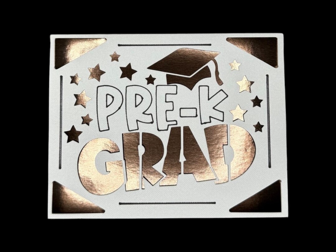 Graduation Card PRE-K on Premium Ivory Cardstock With Gold Metallic ...