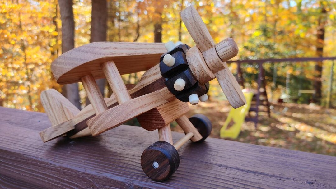 Airplane Wooden Small Plane Oak and Walnut Beautifully Hand - Etsy