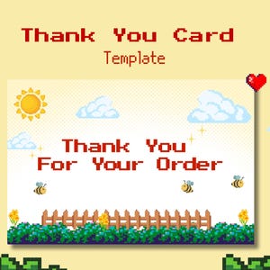 Pixel Editable Thank You Card Template Canva, Thank You for Order Card ...
