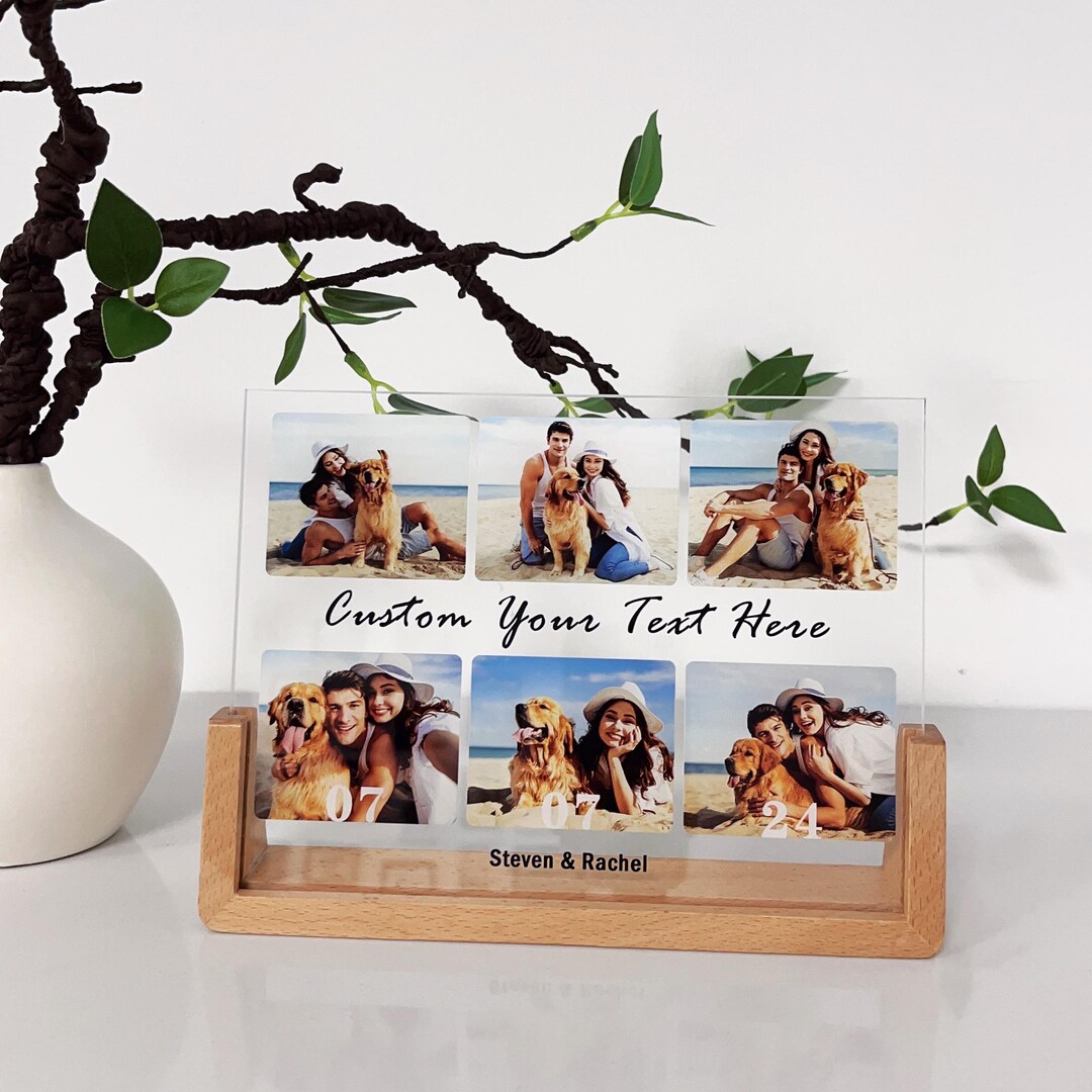 Custom Couple Photo Collage, Personalised Picture Frame With Your Text ...