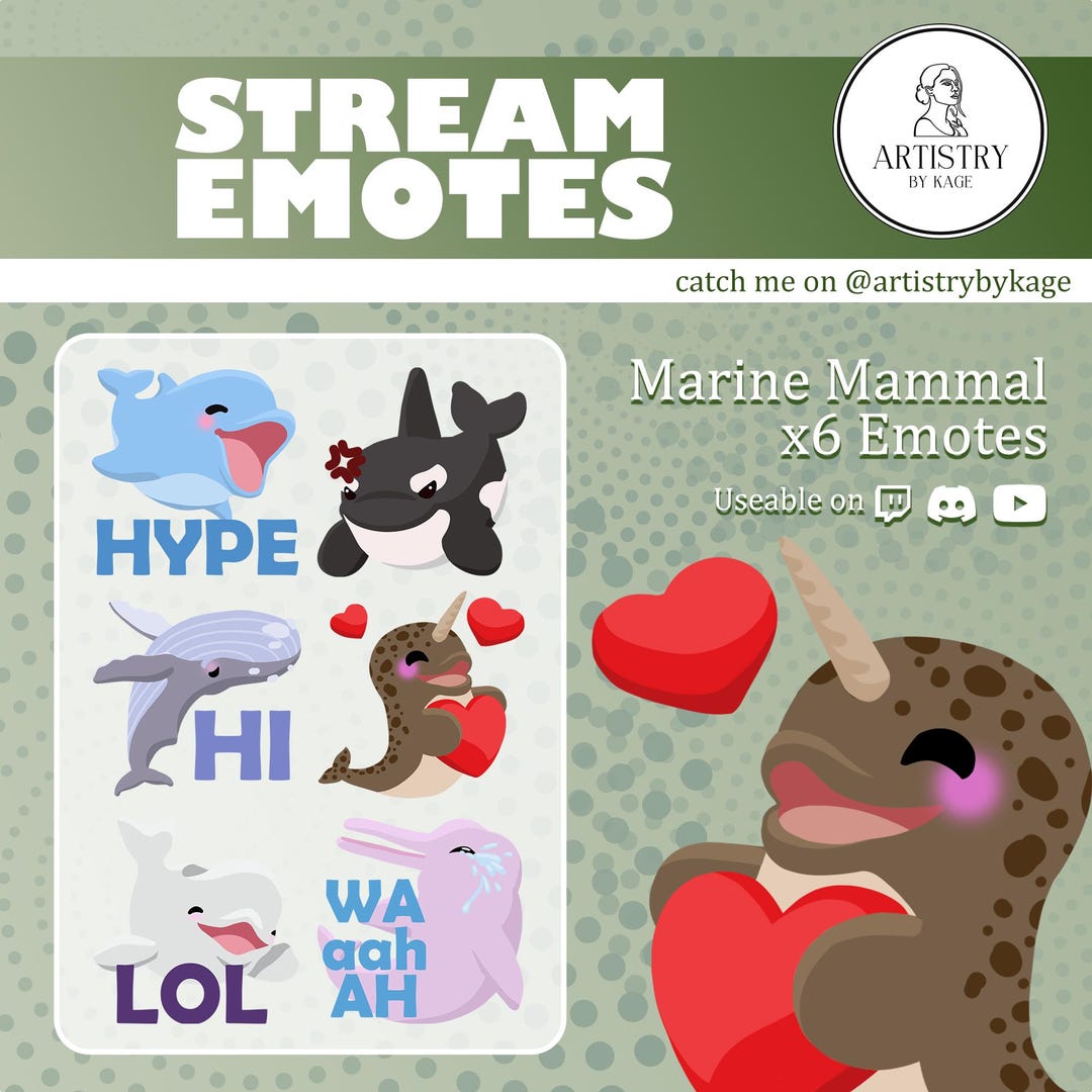 Marine Mammals X6 Stream Emotes Pack Twitch Emotes, Discord Emotes ...
