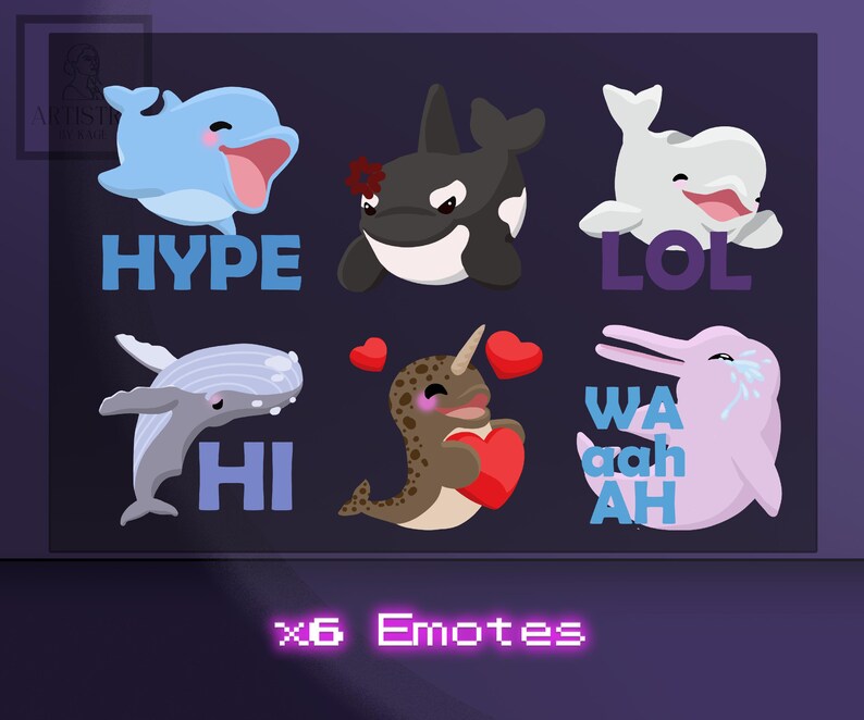 Marine Mammal Stream Emotes Pack: Twitch, Discord, Youtube - Etsy