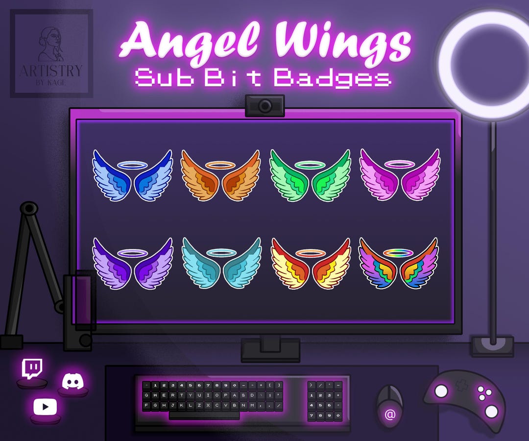 Angel Wings Stream Badges: Twitch, Discord, Youtube (digital Download ...