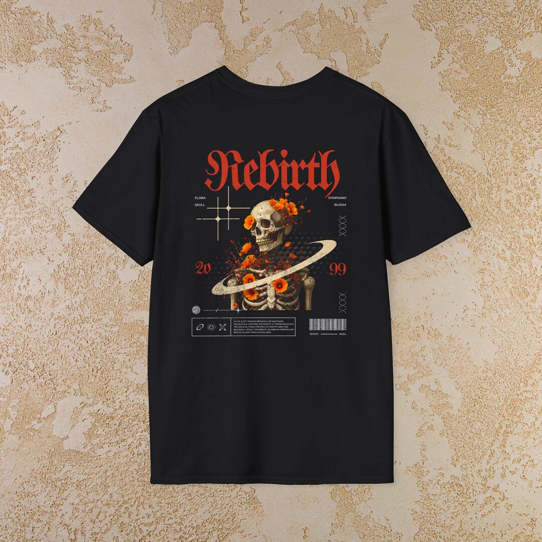 Gothic Skeleton T-shirt: Poppy Flowers, Rebirth Symbol - Etsy
