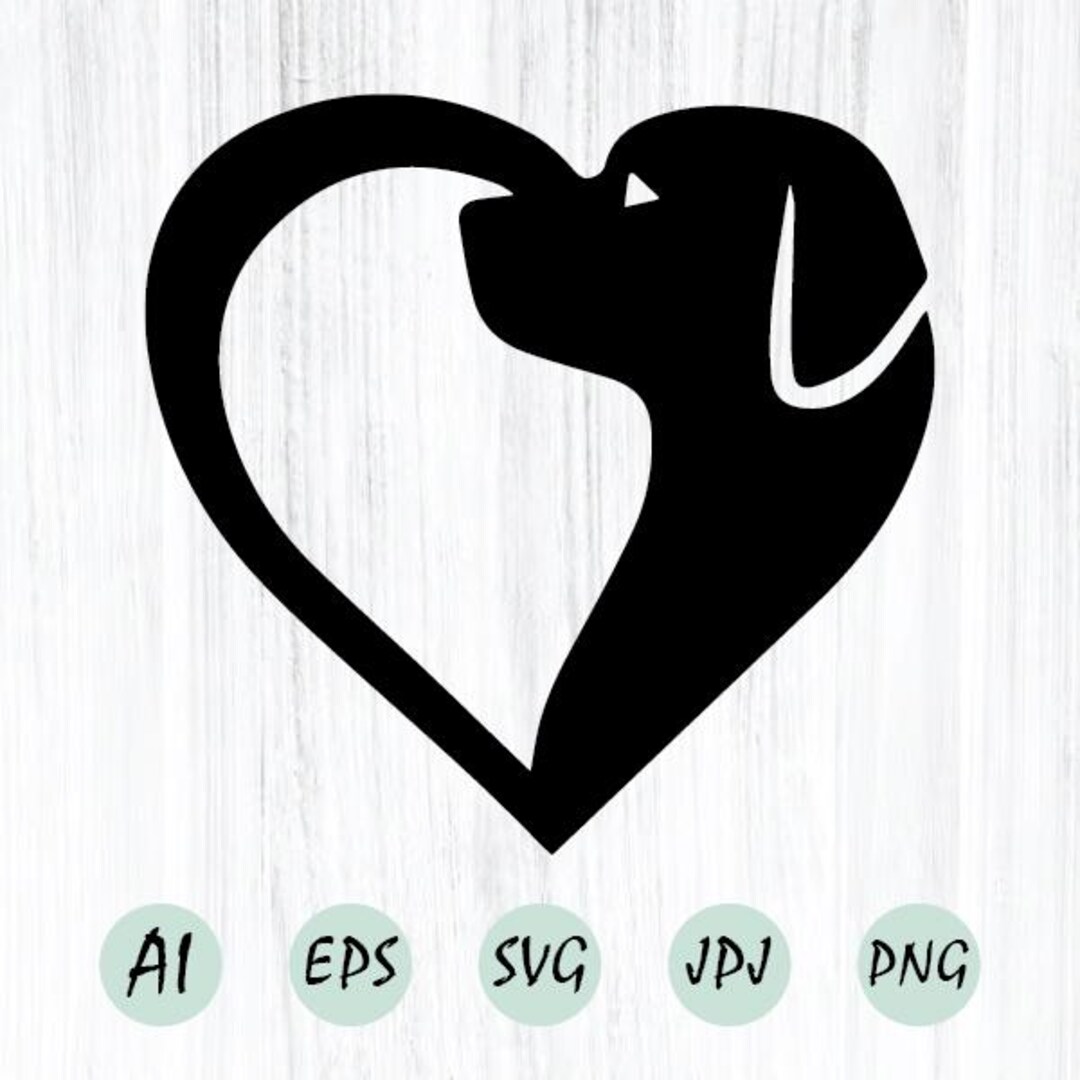 Dog Heart SVG, Love With Dog Svg Dxf Pdf Eps, Heart Paw Print SVG ...
