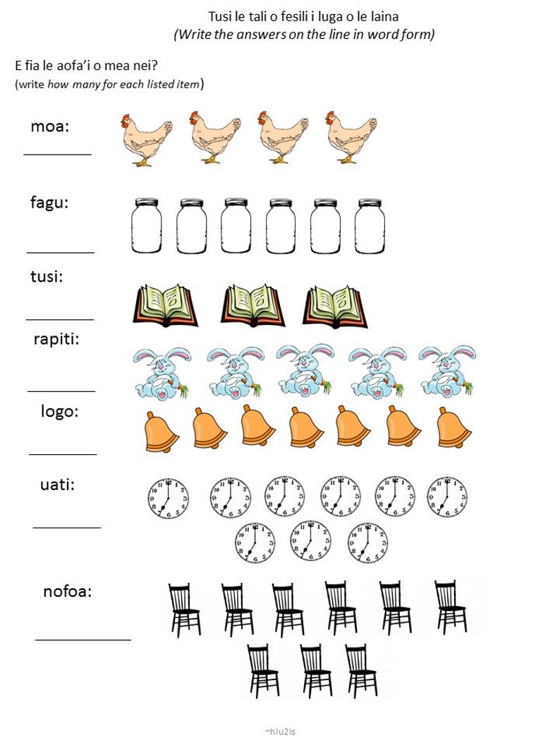 Samoan Numbers Worksheet - Etsy