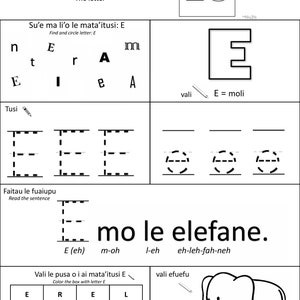 Samoan Alphabet Worksheets - Etsy