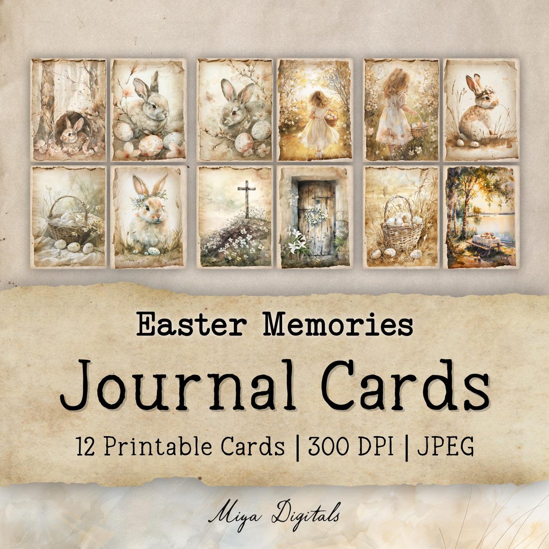 Easter Memories, 12 Journal Cards, Printable Collage Sheet, Vintage ...