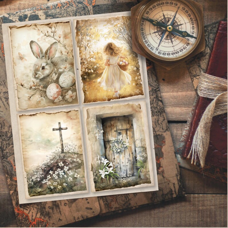 Easter Memories, 12 Journal Cards, Printable Collage Sheet, Vintage ...