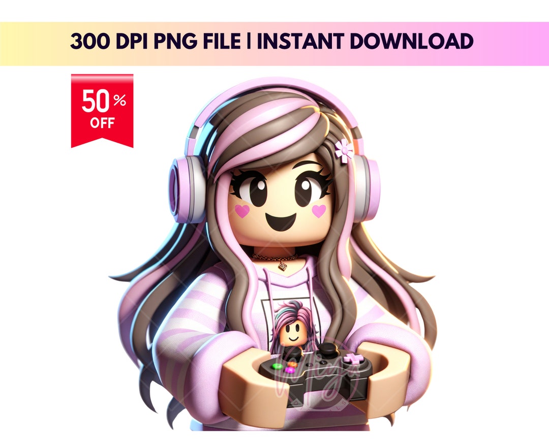 Gamer Girl PNG, Cute Roblox, Game On, Chibi Clipart, Sublimation Design ...