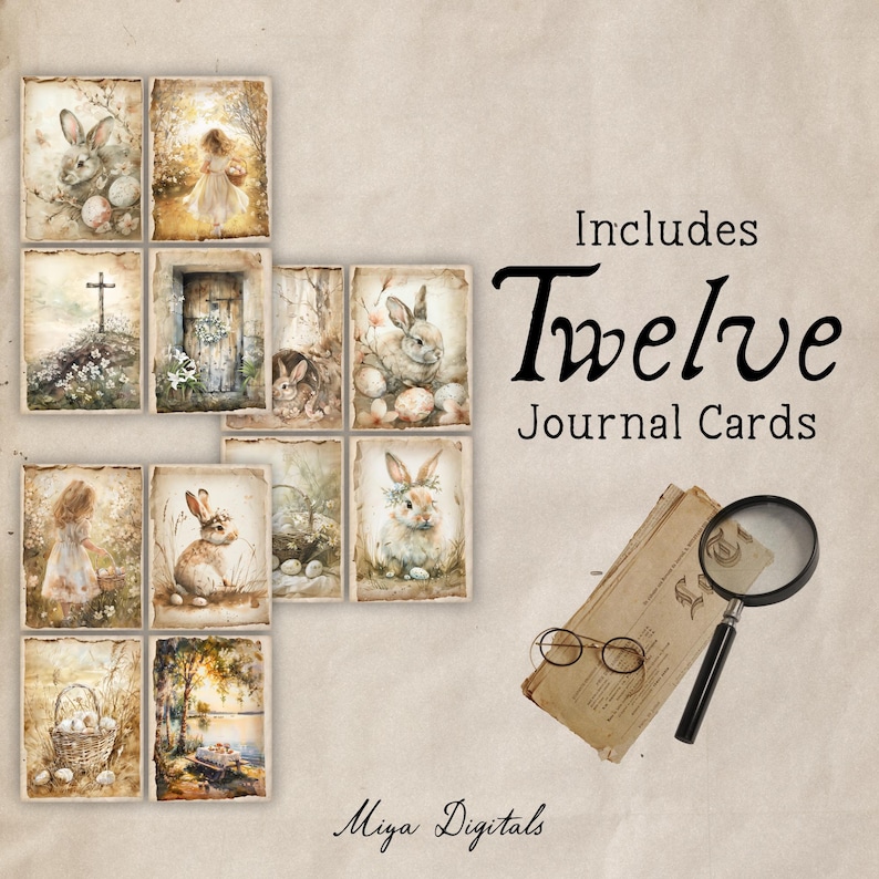 Easter Memories, 12 Journal Cards, Printable Collage Sheet, Vintage ...