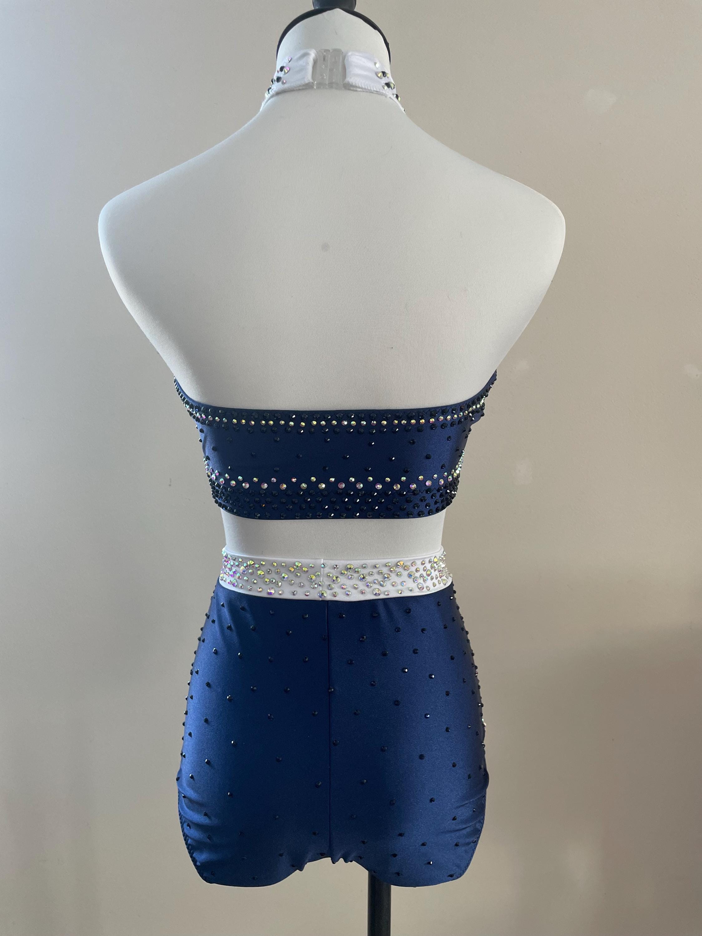 White and Navy Jazz Costume, Nautical Dance Costume, Nautical Pole Wear ...