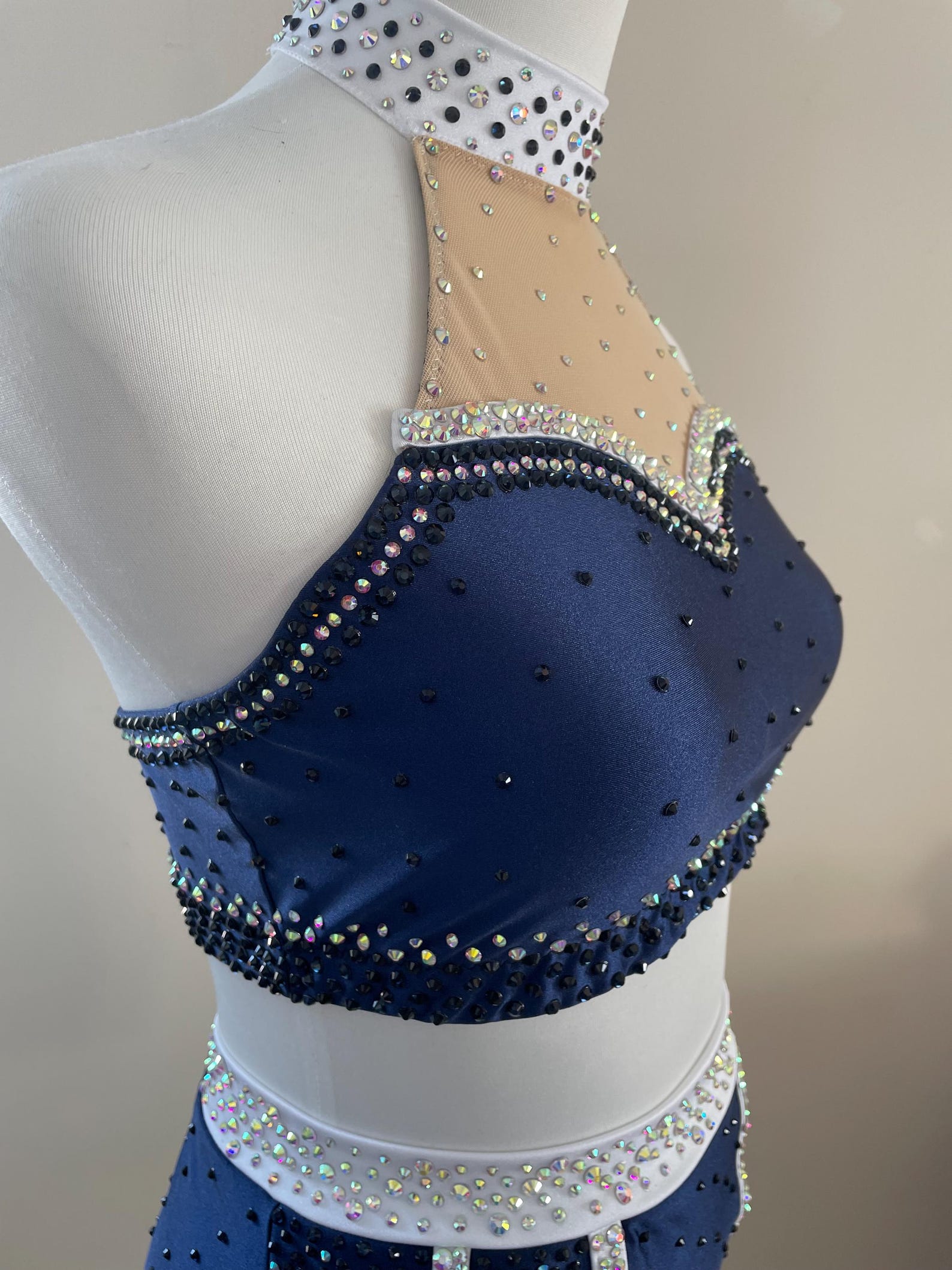 White and Navy Jazz Costume, Nautical Dance Costume, Nautical Pole Wear ...