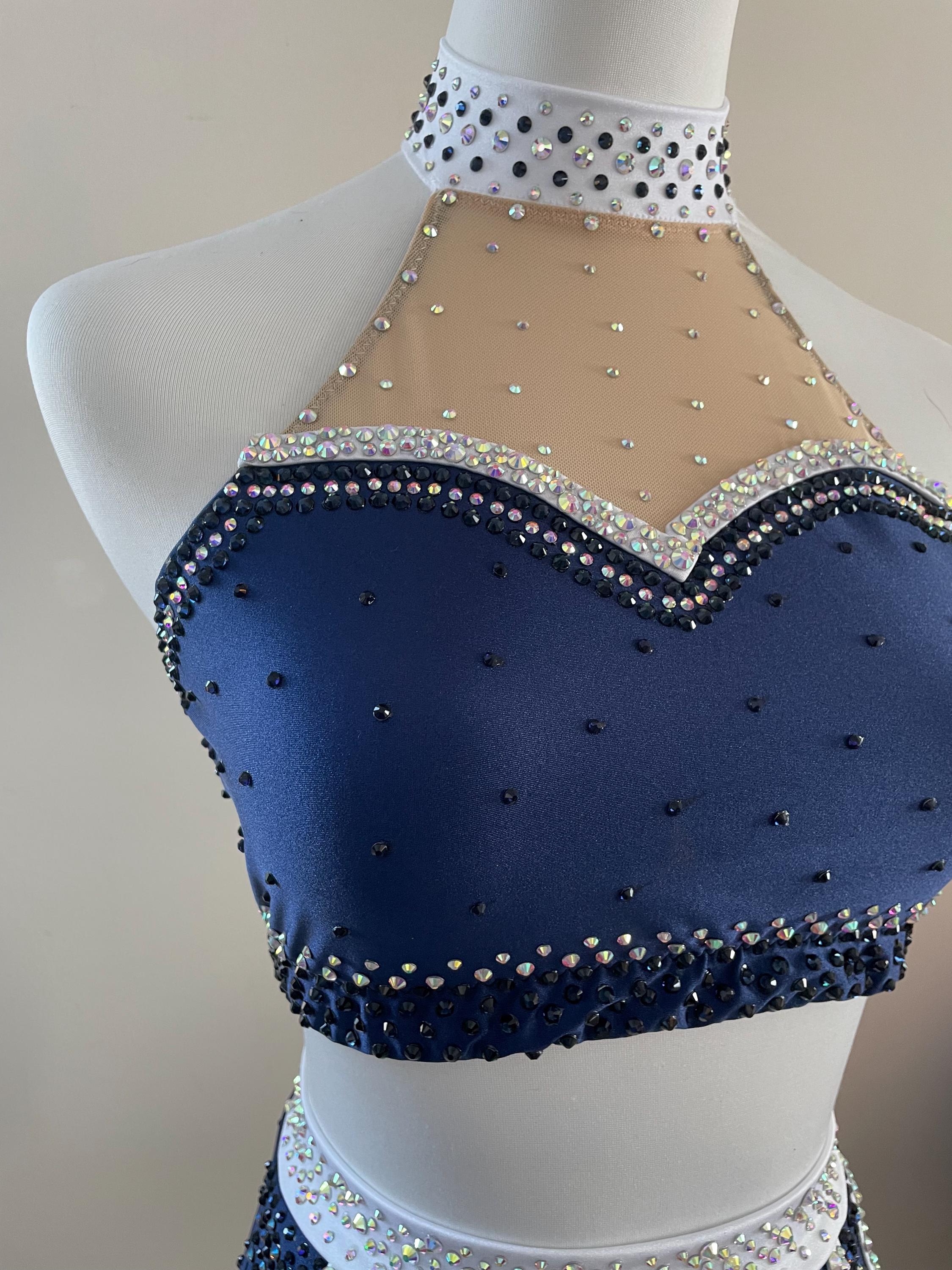 White and Navy Jazz Costume, Nautical Dance Costume, Nautical Pole Wear ...