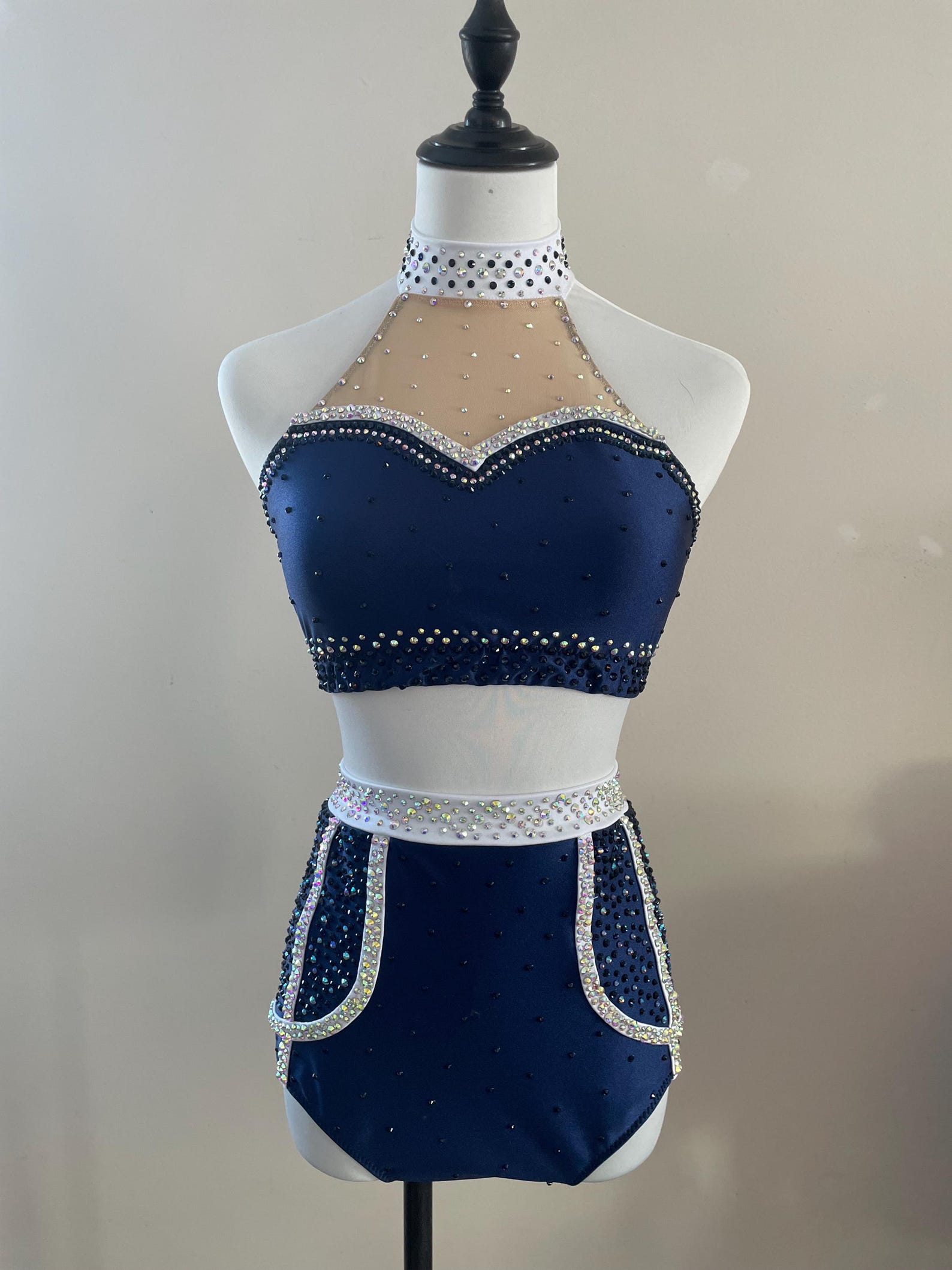 White and Navy Jazz Costume, Nautical Dance Costume, Nautical Pole Wear ...