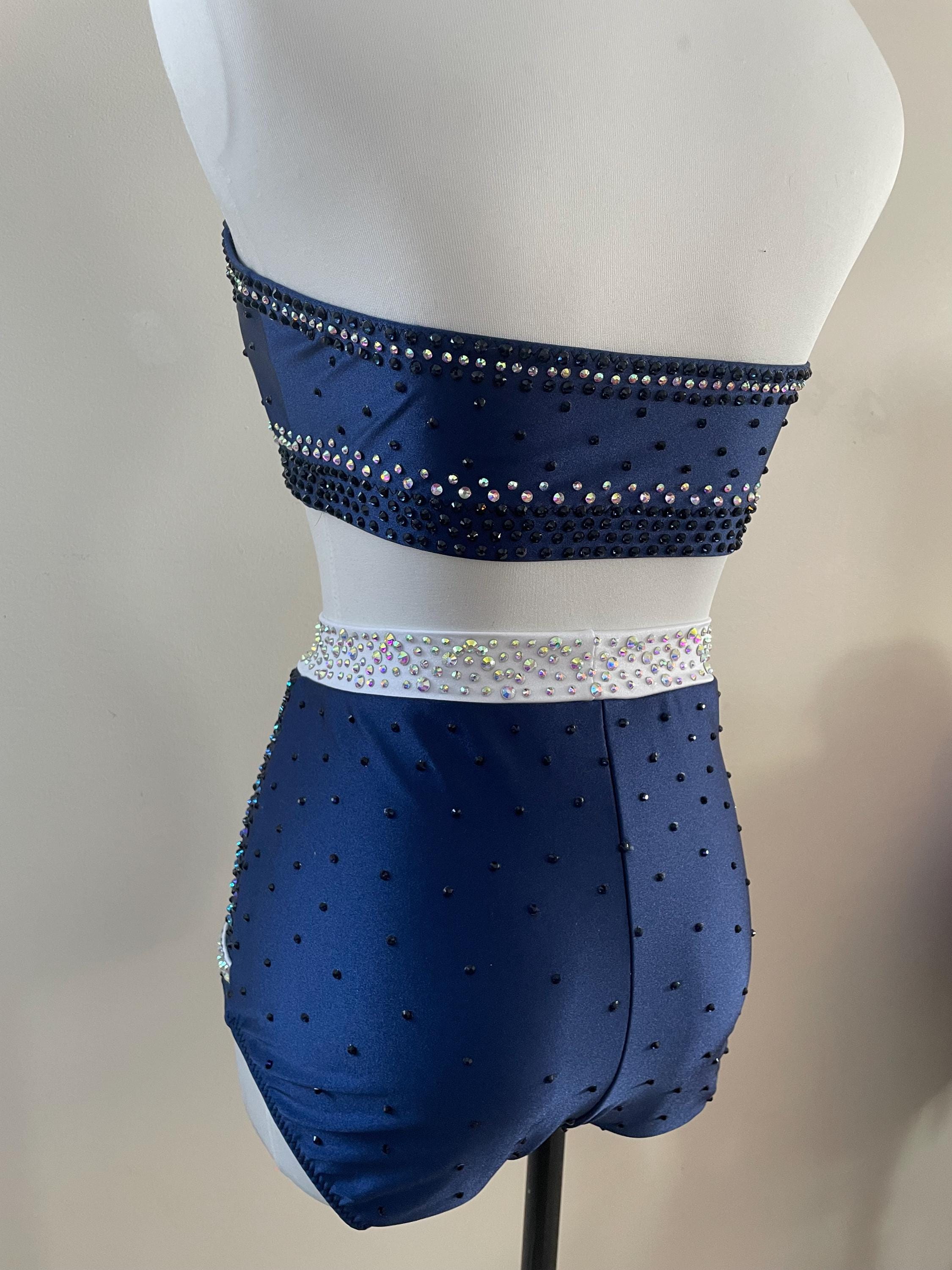White and Navy Jazz Costume, Nautical Dance Costume, Nautical Pole Wear ...